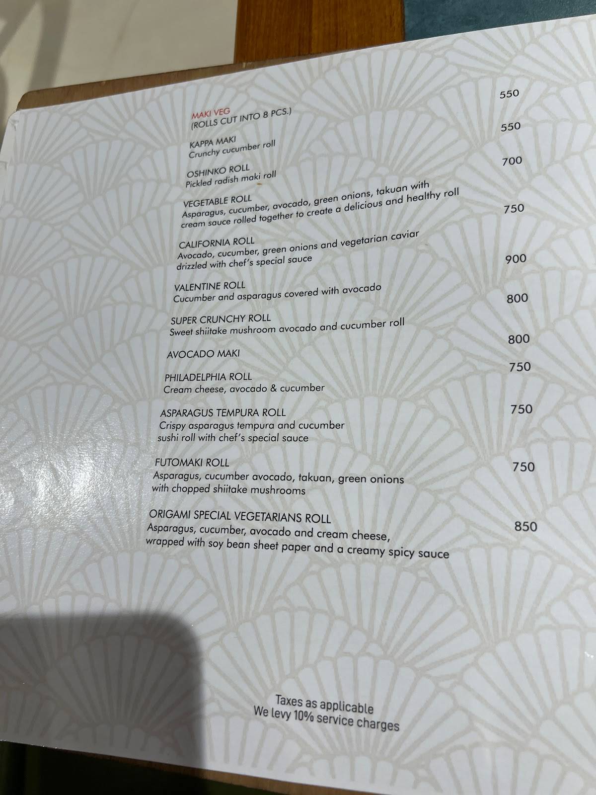 Menu at Origami Japanese & Korean Restaurant - BKC, Mumbai