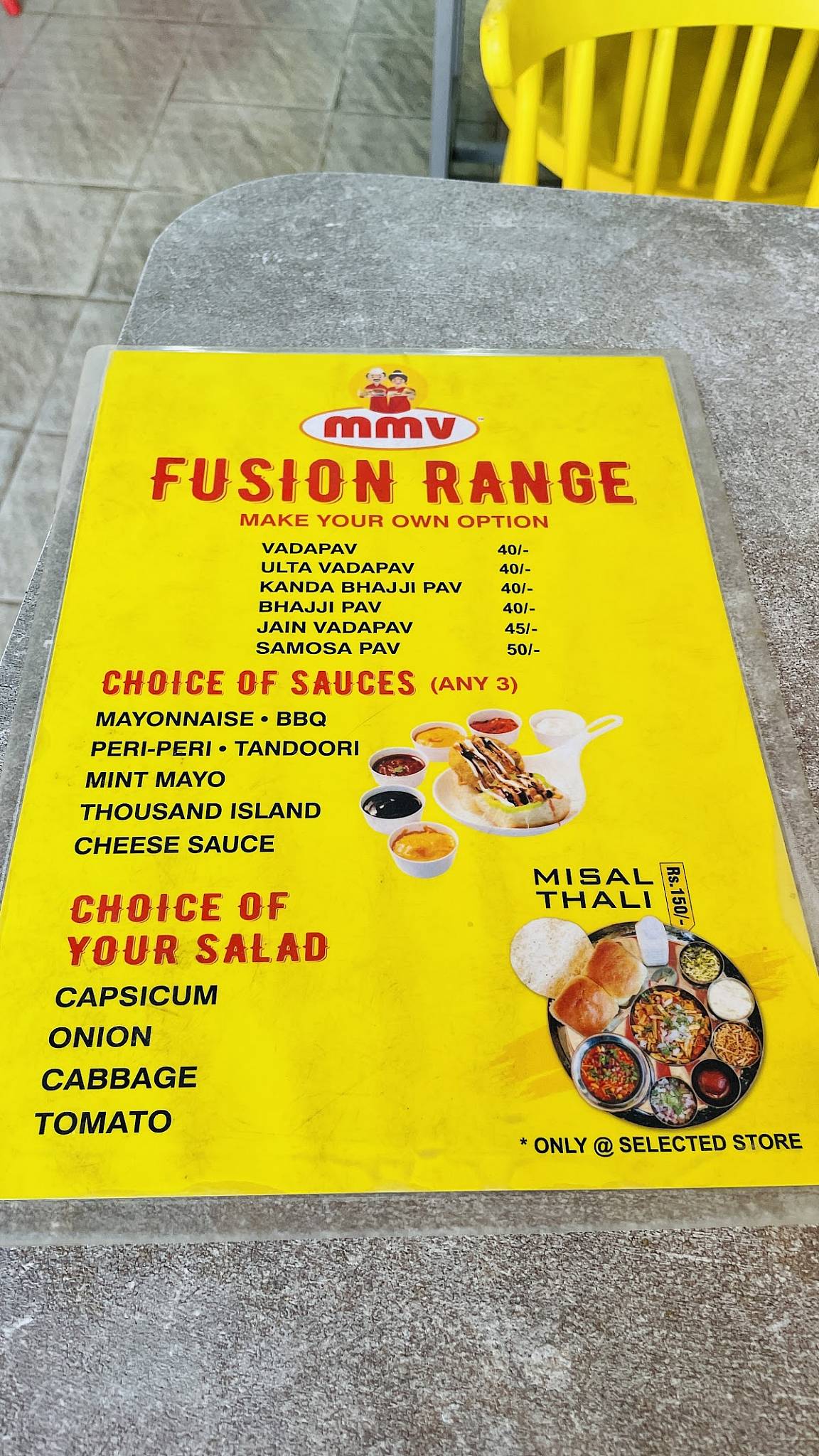 Menu at Mumbaiya Misal & Vadapav South Bopal, Ahmedabad, GF 4 Stella