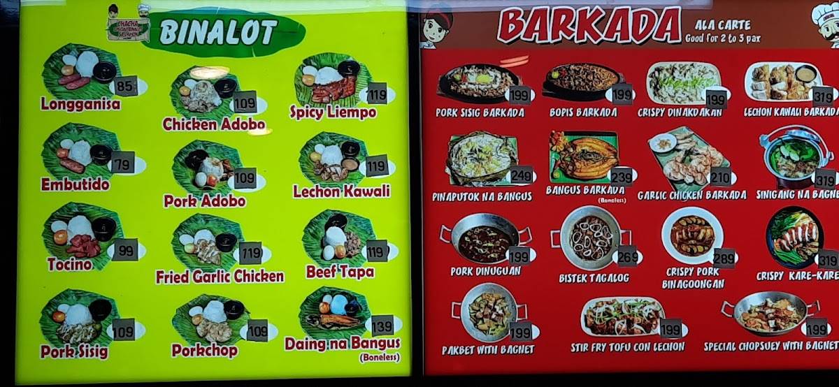 Menu at Chacha Special Binalot sa Dahon - Muntinlupa branch restaurant ...