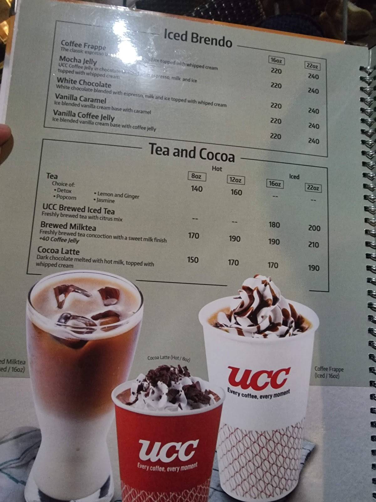 Carta del restaurante UCC Alabang Westgate, Muntinlupa