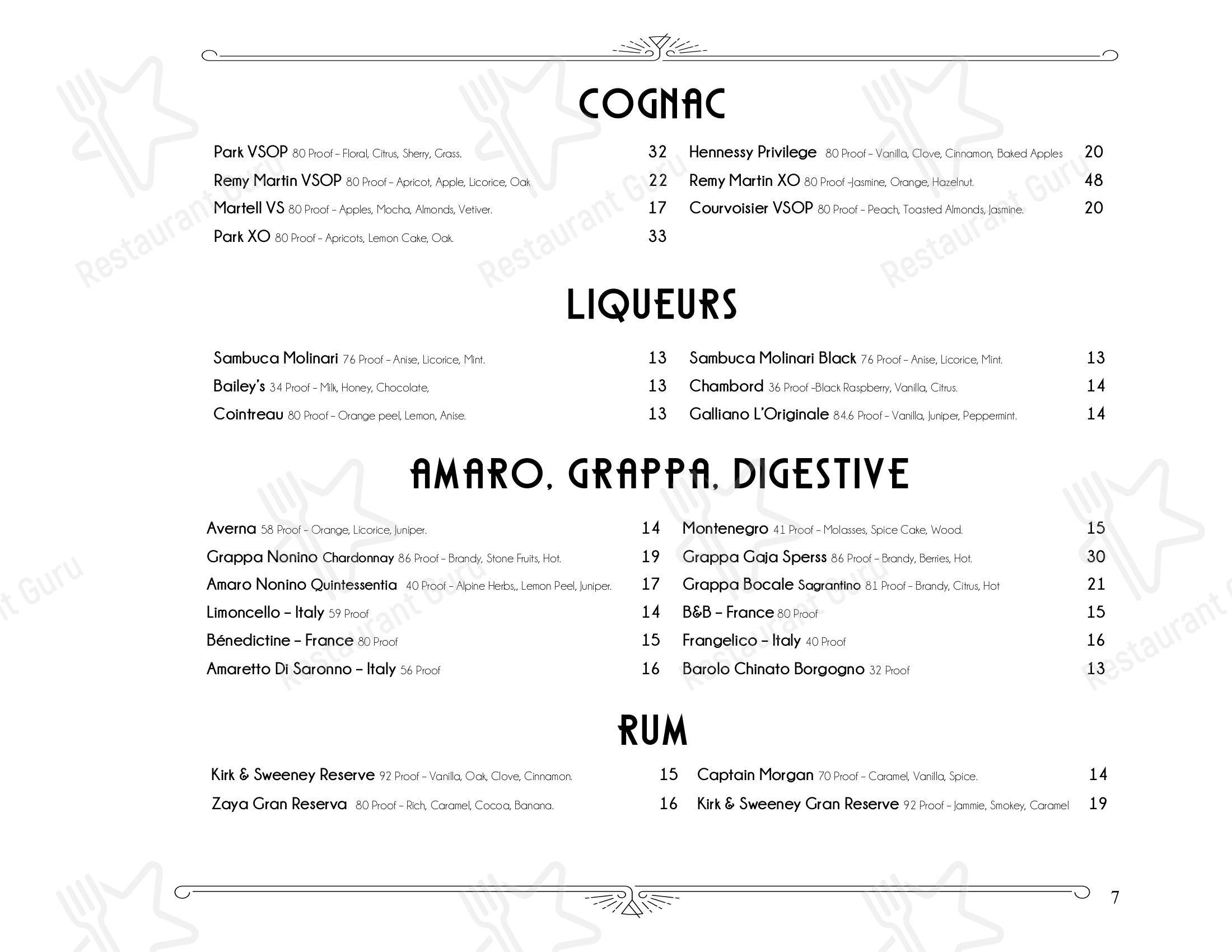 Menu at Musso & Frank Grill pub & bar, West Hollywood