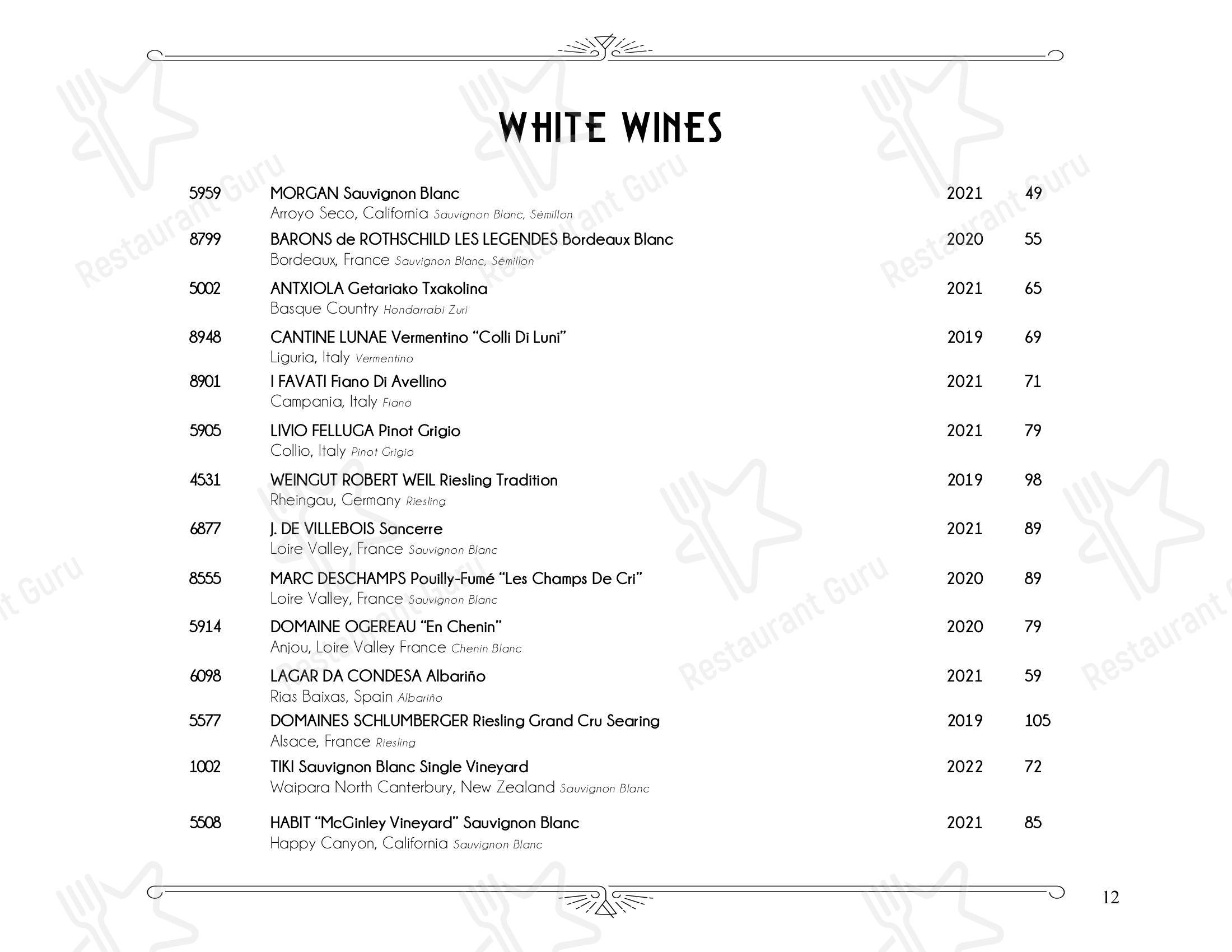 Menu at Musso & Frank Grill pub & bar, West Hollywood
