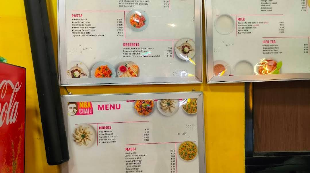 Menu at MBA CHAI WALA, Muzaffarpur