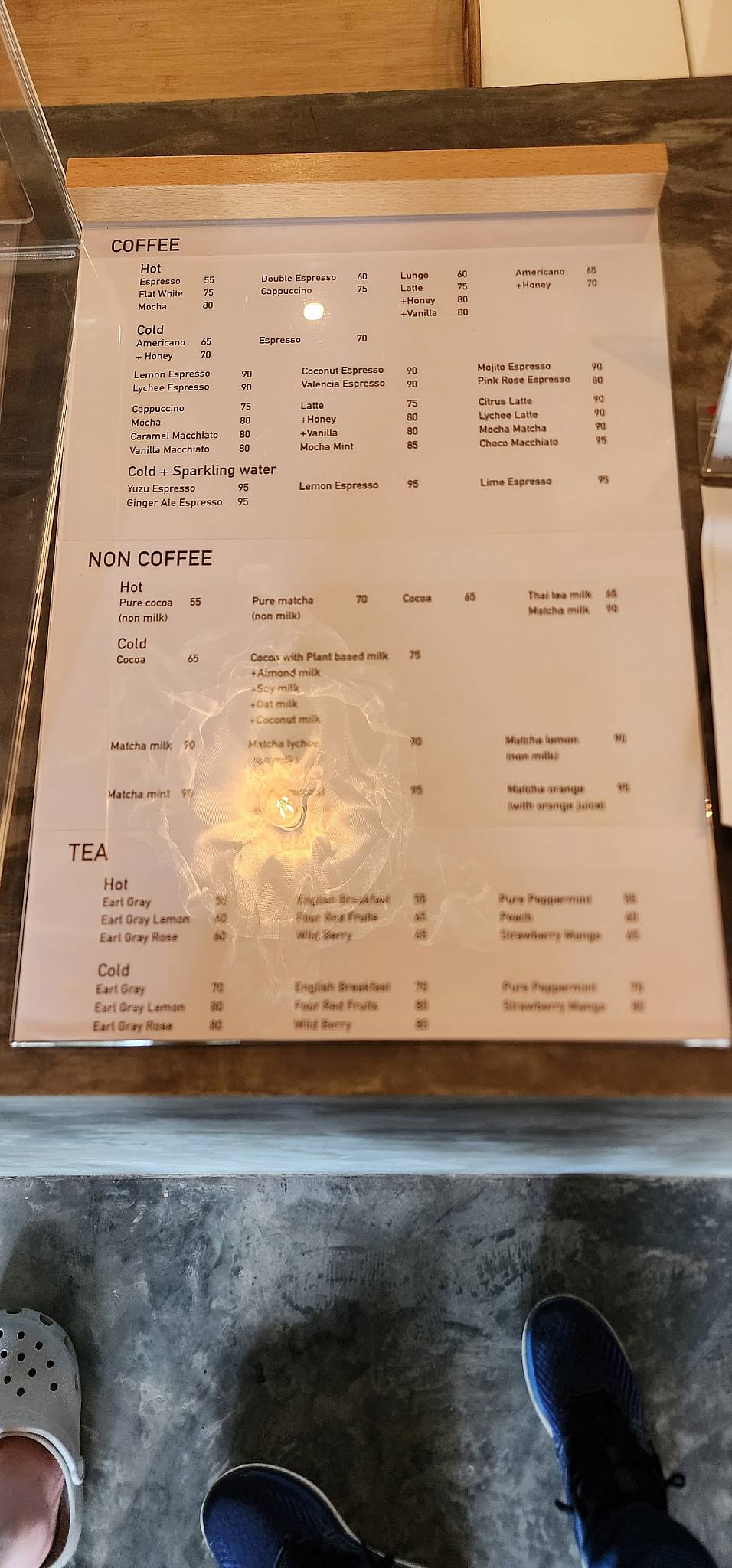 Menu at Myth Coffee cafe, Chalong