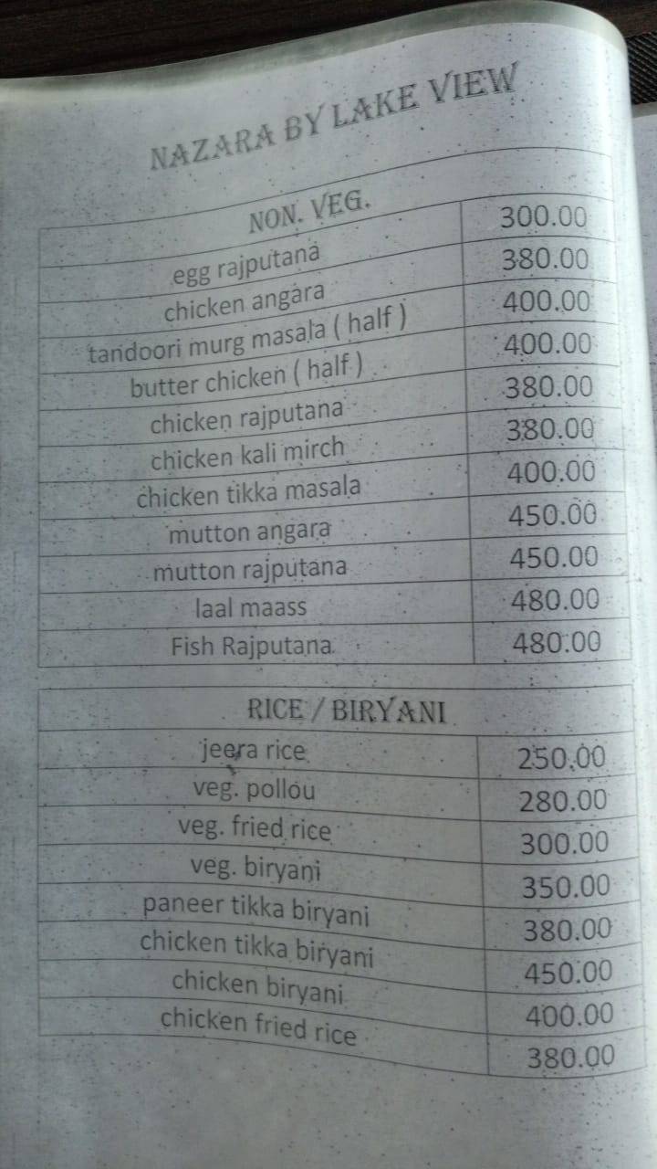 Menu at NAZARA BY LAKE VIEW HIGHEST ROOF TOP, Udaipur