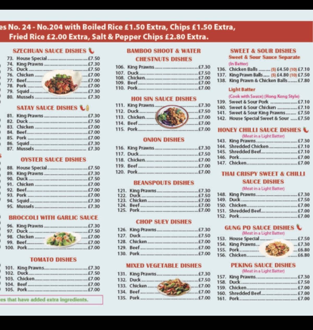Menu at NEW COXHOE CHINESE TAKEAWAY pub & bar, Durham, 11 B6291