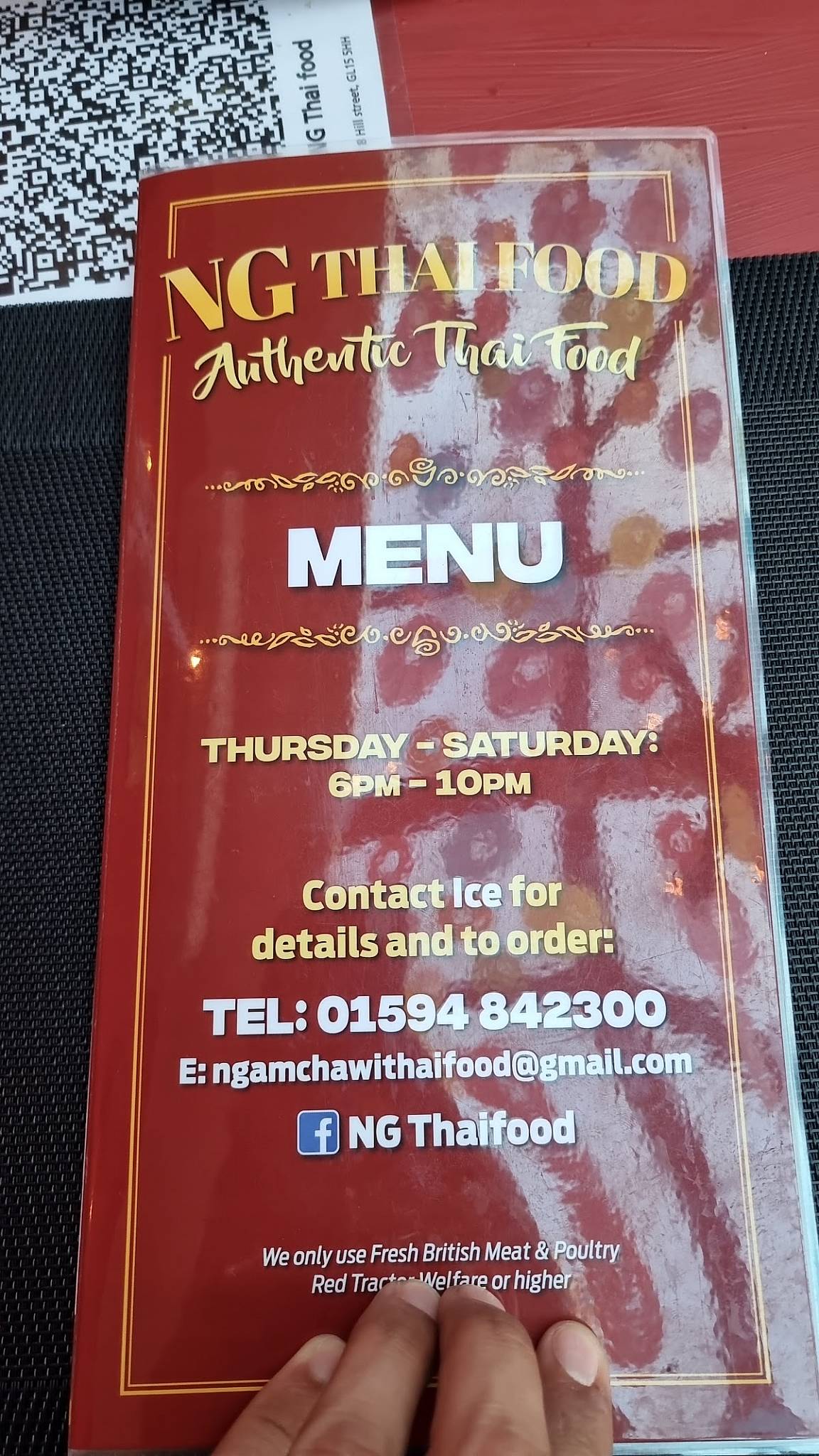 Menu at NG Thai Food restaurant, Lydney