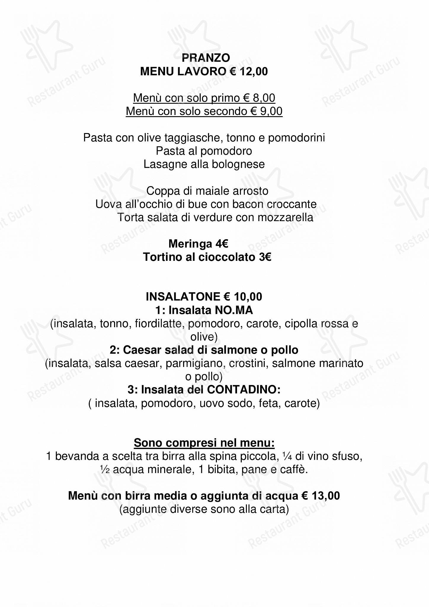 Menu at No.Ma. restaurant, Costa Masnaga