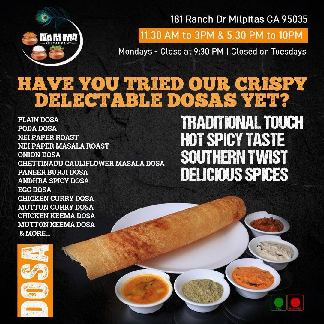 Menu at Namma Restaurant, Milpitas
