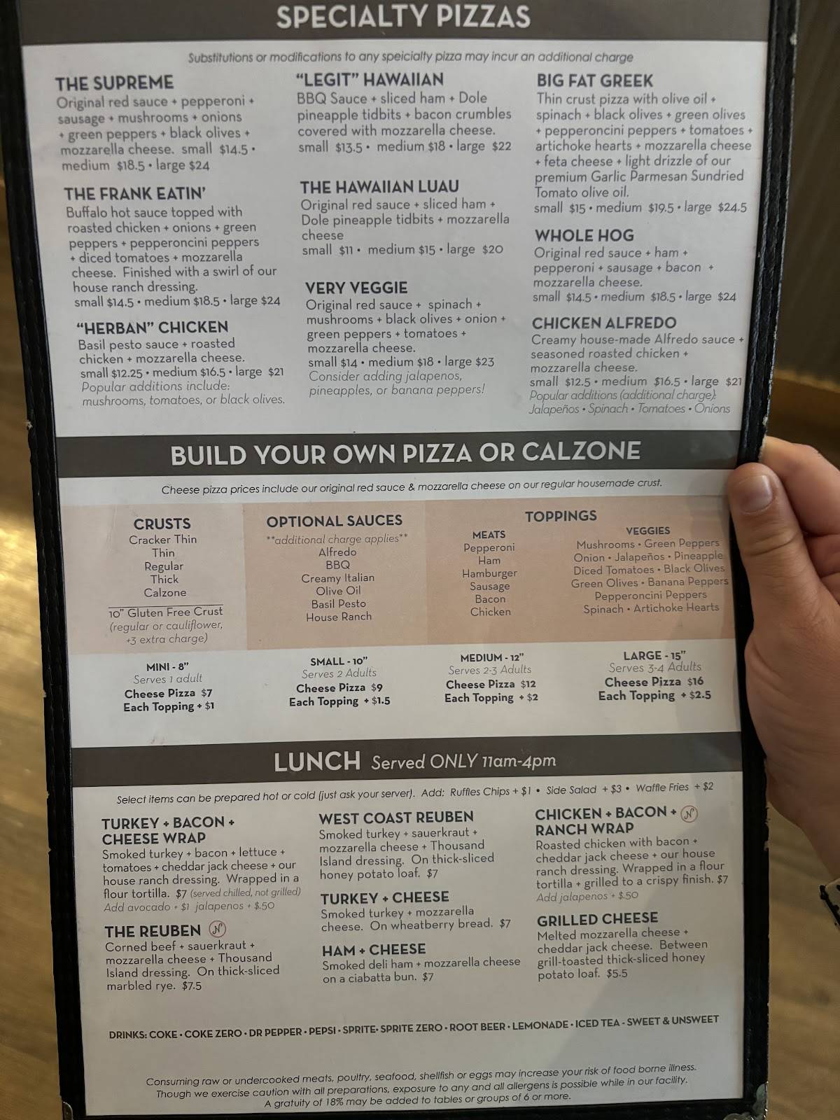 Menu at Nancy's On Main: Handcrafted Pizza-Pasta-Pastries pizzeria, Perkins
