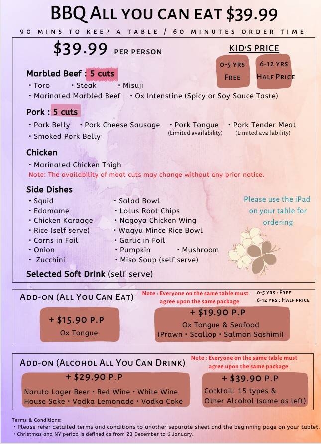 Carta de Naruto Japanese Restaurant (Chatswood) 焼肉鳴門, Chatswood