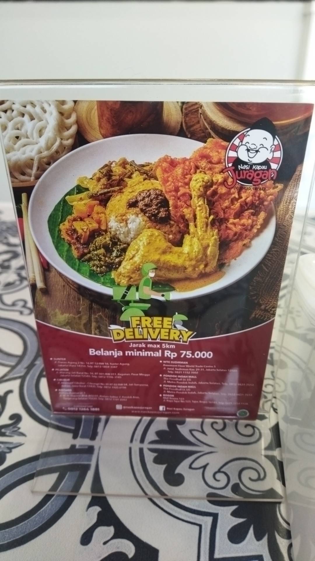 Carta del restaurante Nasi Kapau Juragan Cikini, Central Jakarta