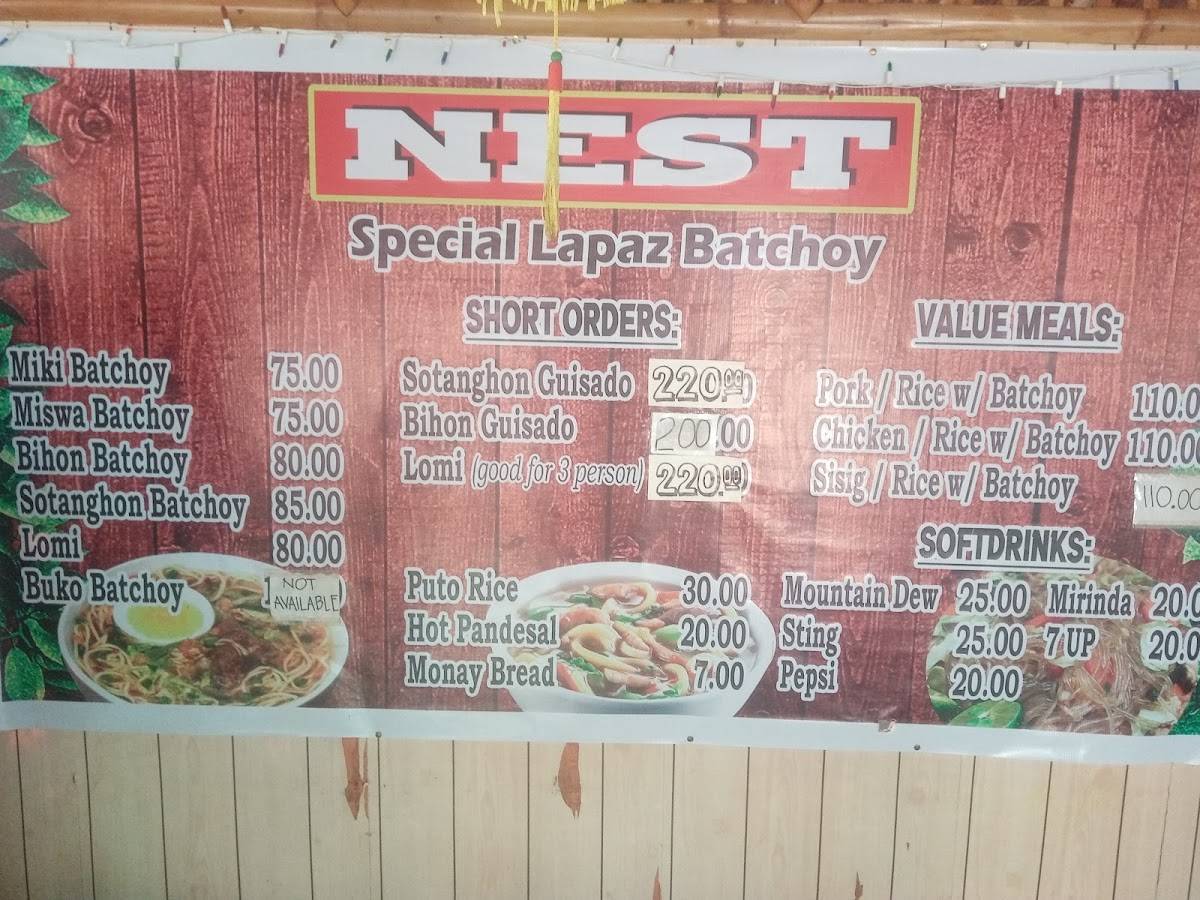Menu at Nest Special Lapaz Batchoyan restaurant, Dumarao