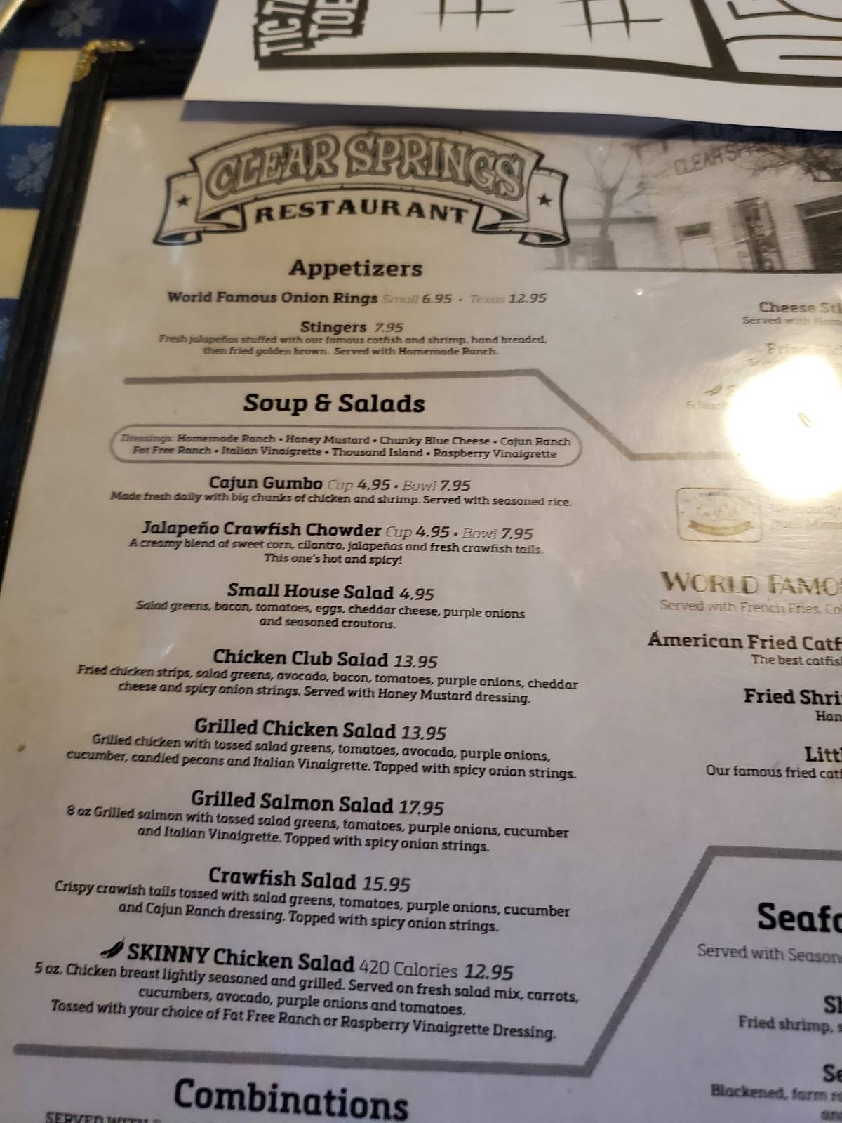 Menu at Clear Springs Restaurant, New Braunfels, TX-46
