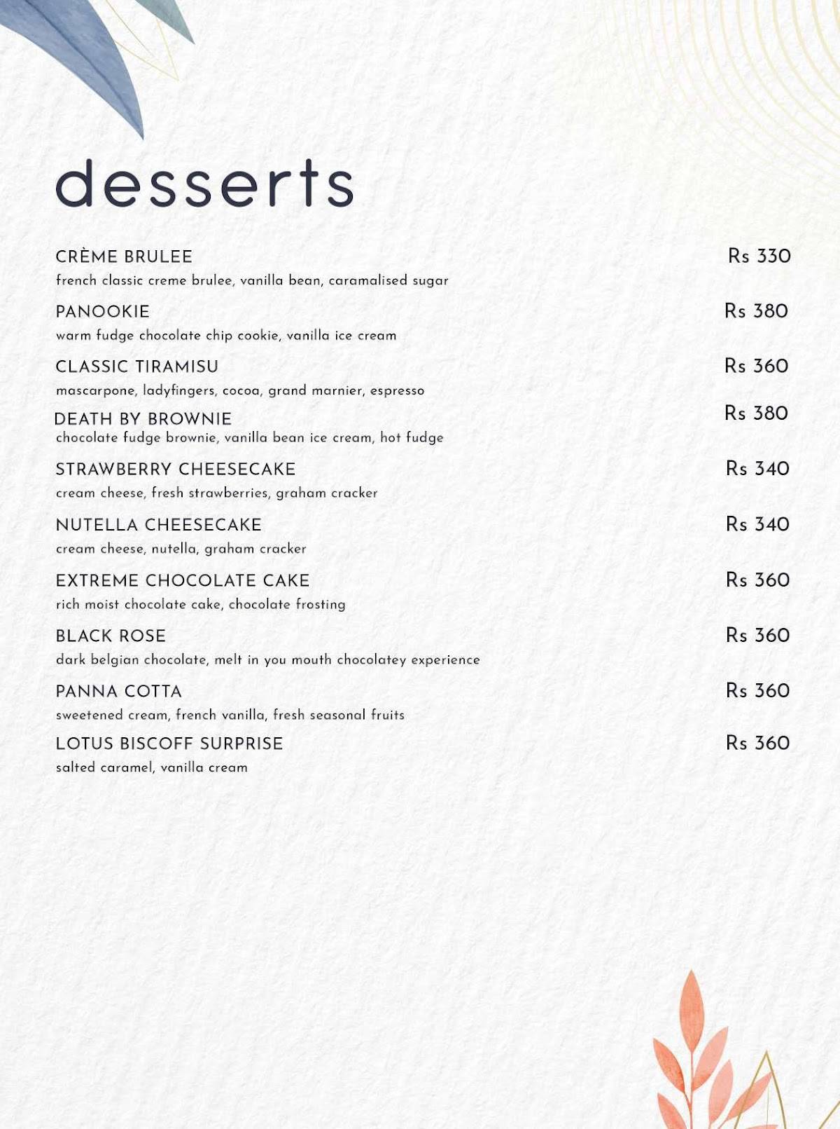 Menu at Aioli Bistro, New Delhi