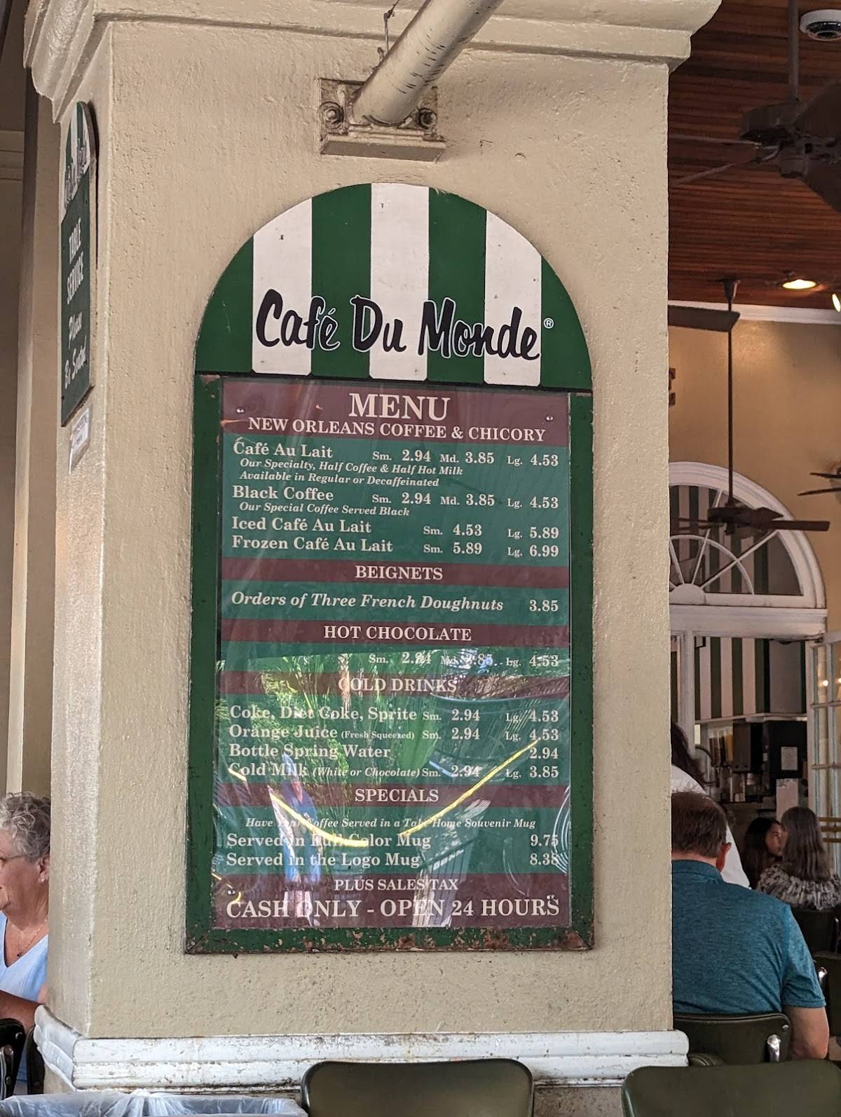 Menu at Cafe Du Monde, New Orleans, 800 Decatur St
