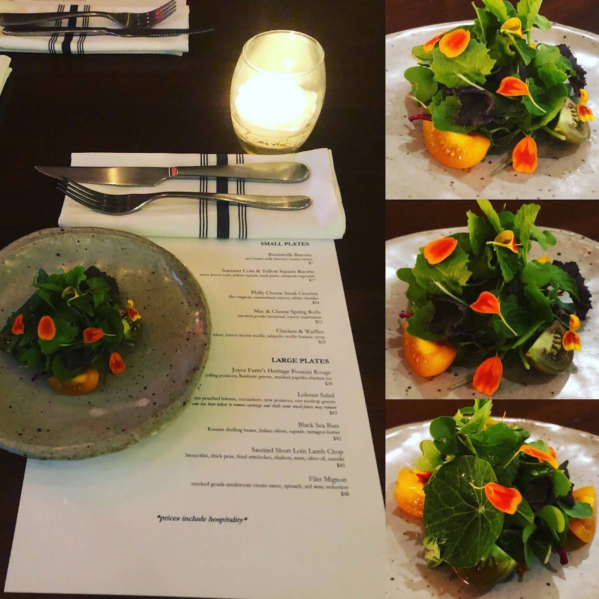 Menu at Belle Harlem restaurant, New York City, Adam Clayton Powell Jr Blvd
