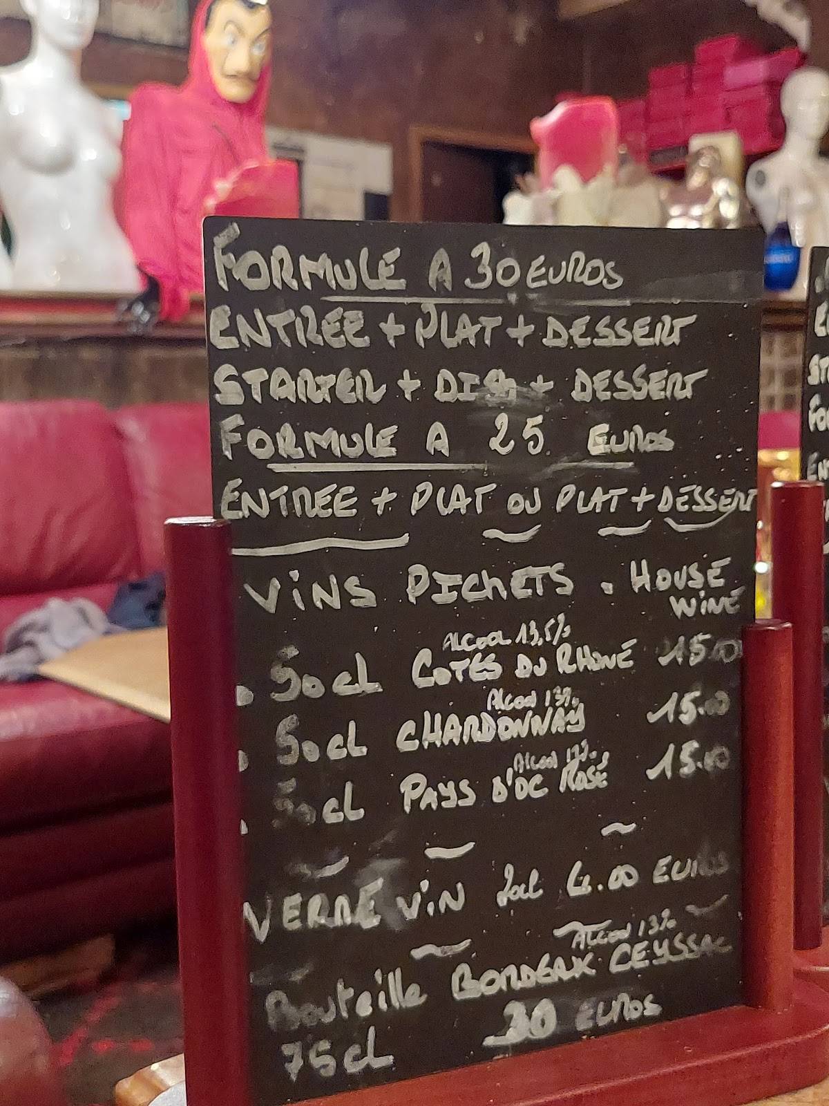 Menu at Chez Moi restaurant, Nice