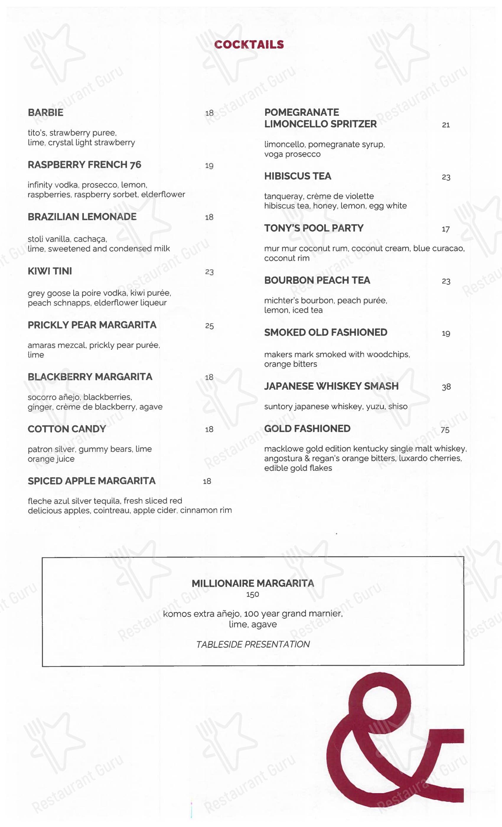 Menu at Nick & Sam's steakhouse, Dallas, Maple Ave