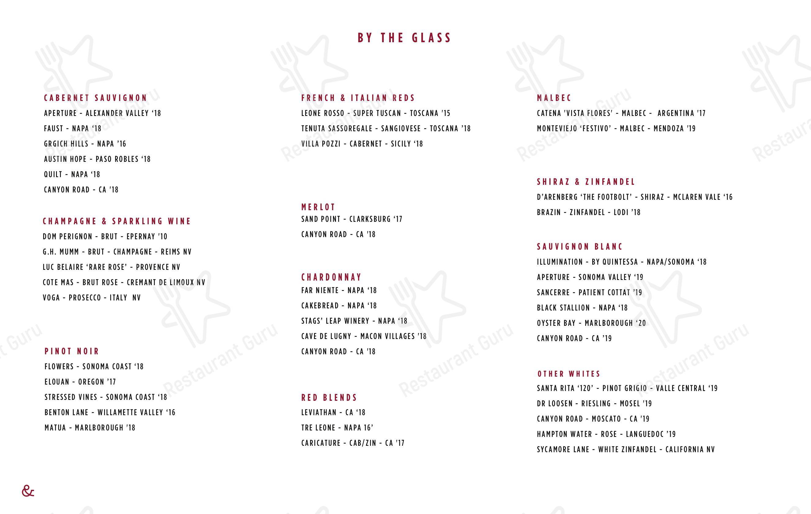 Menu at Nick & Sam's steakhouse, Dallas, Maple Ave