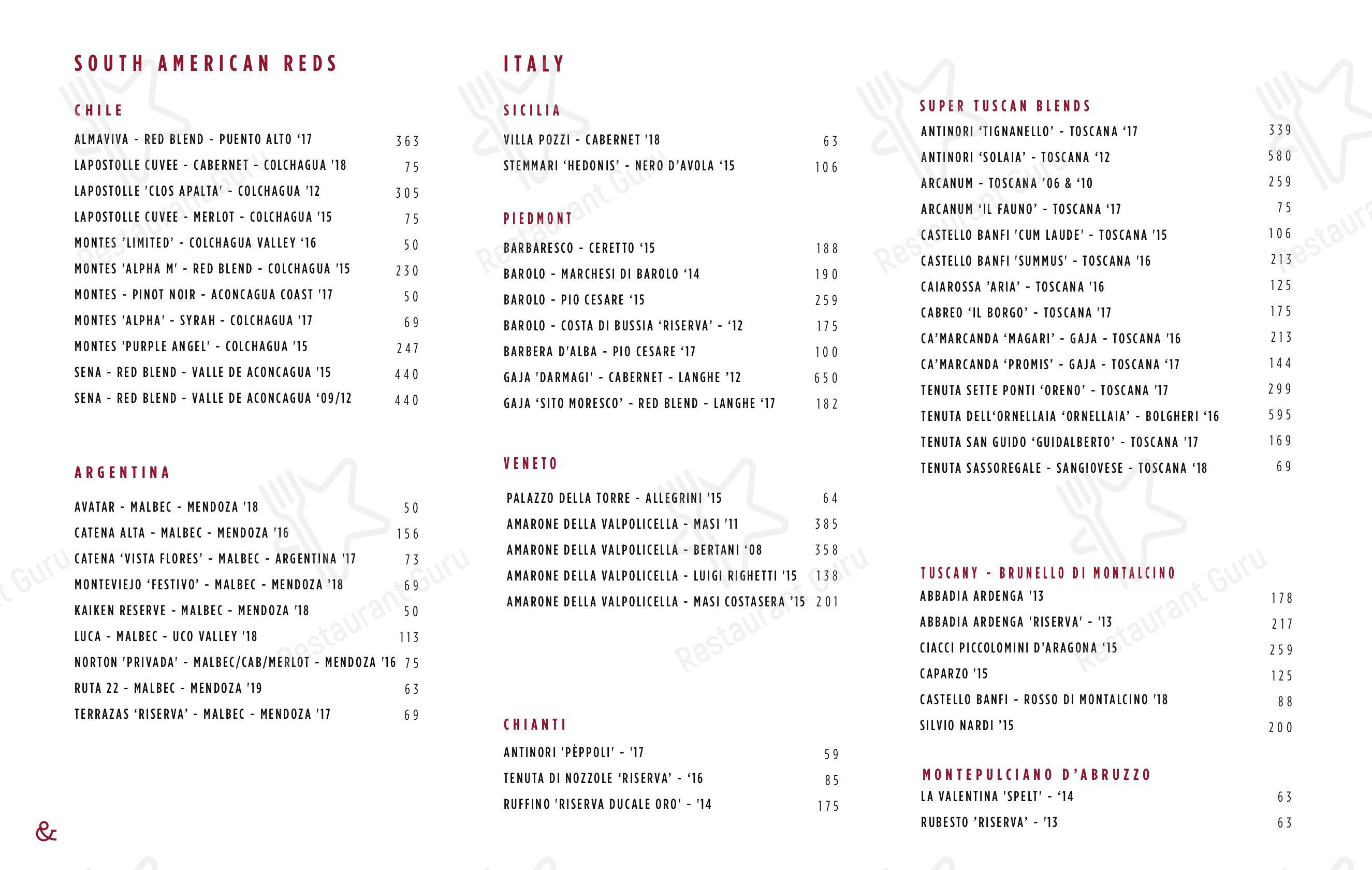 Menu at Nick & Sam's steakhouse, Dallas, Maple Ave