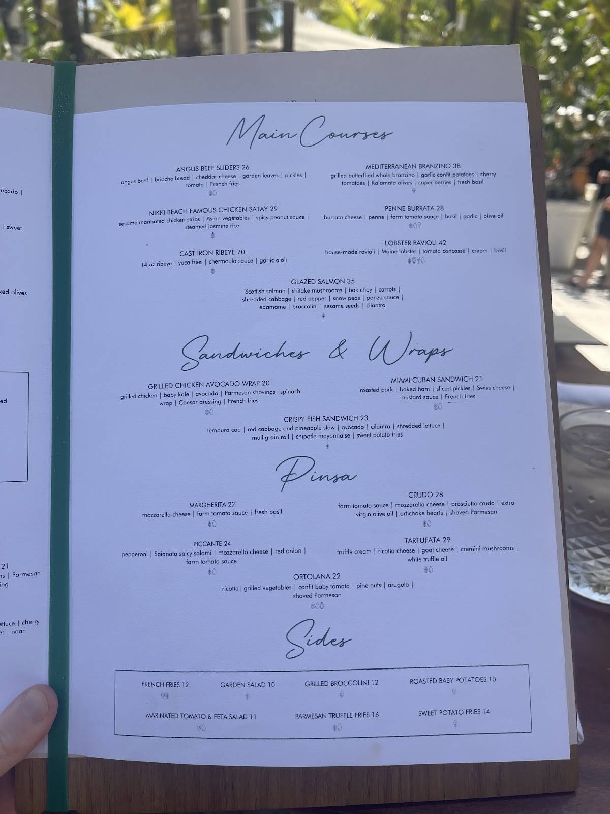 Menu at Nikki Beach Miami Beach cafe, Miami Beach, 1 Ocean Dr