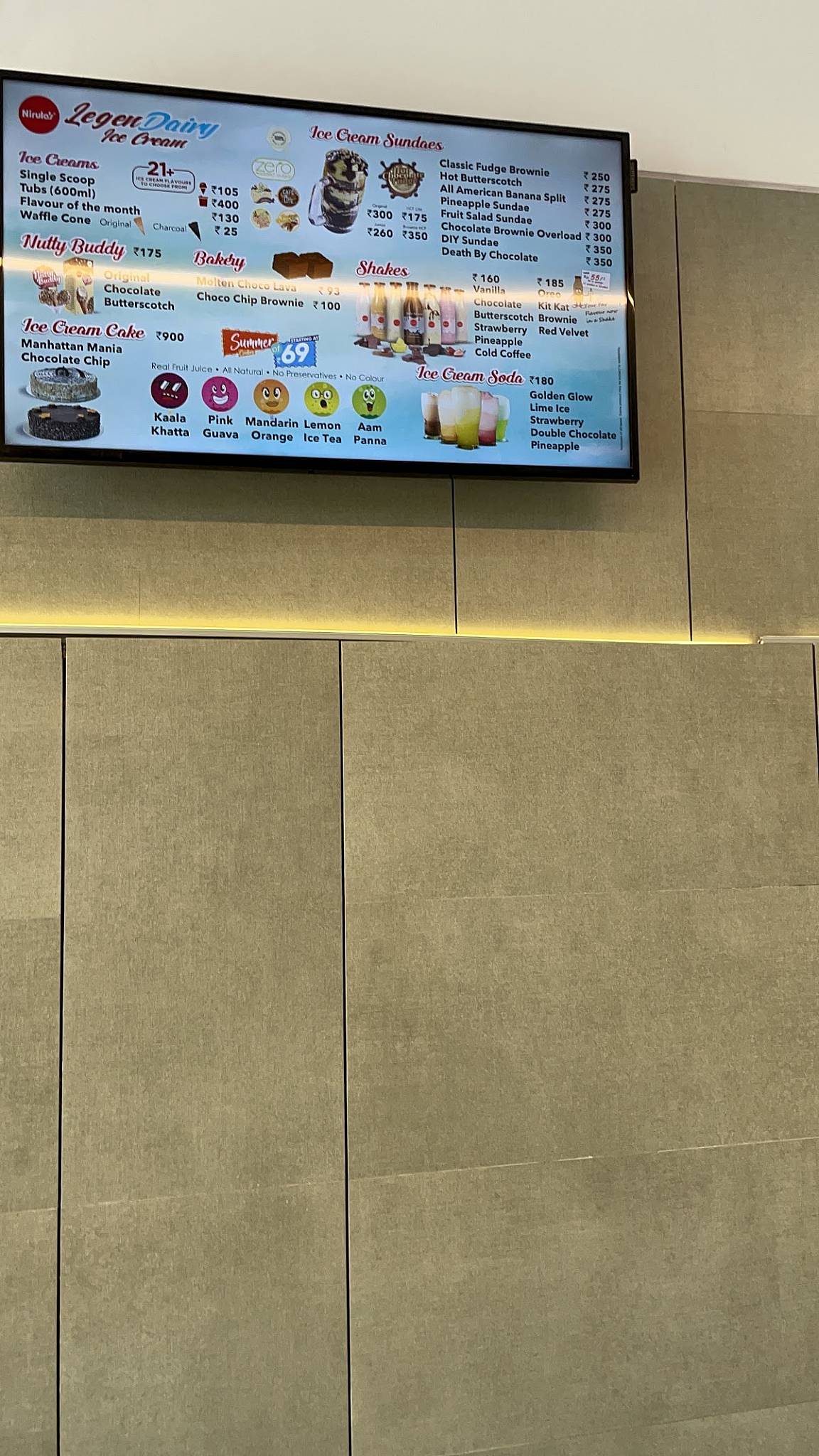 Menu at Nirula's Dwarka, New Delhi