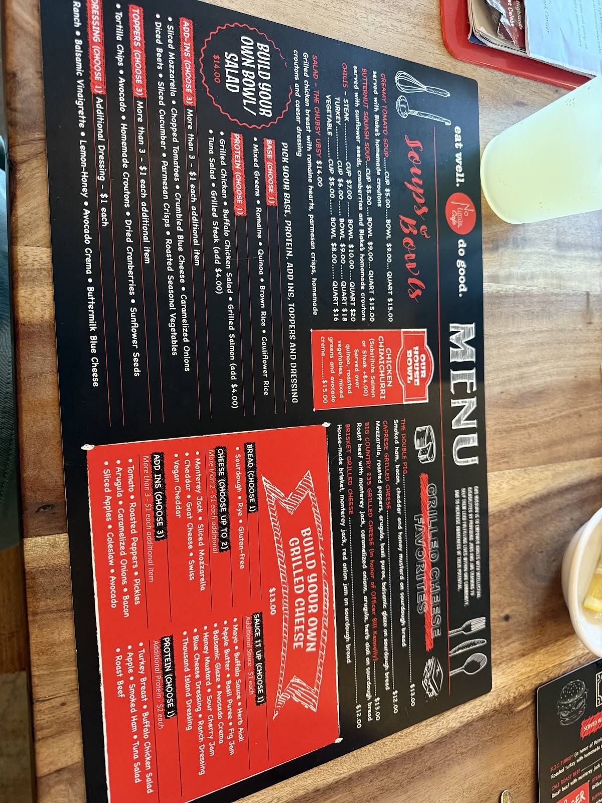 Menu at No Limits Cafe, Red Bank