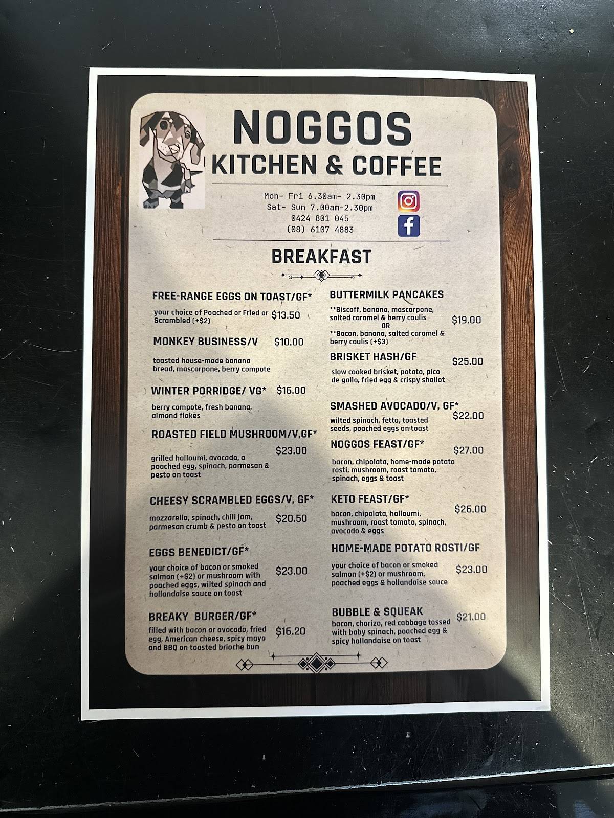 Menu at Noggos Kitchen and Coffee cafe, Maylands