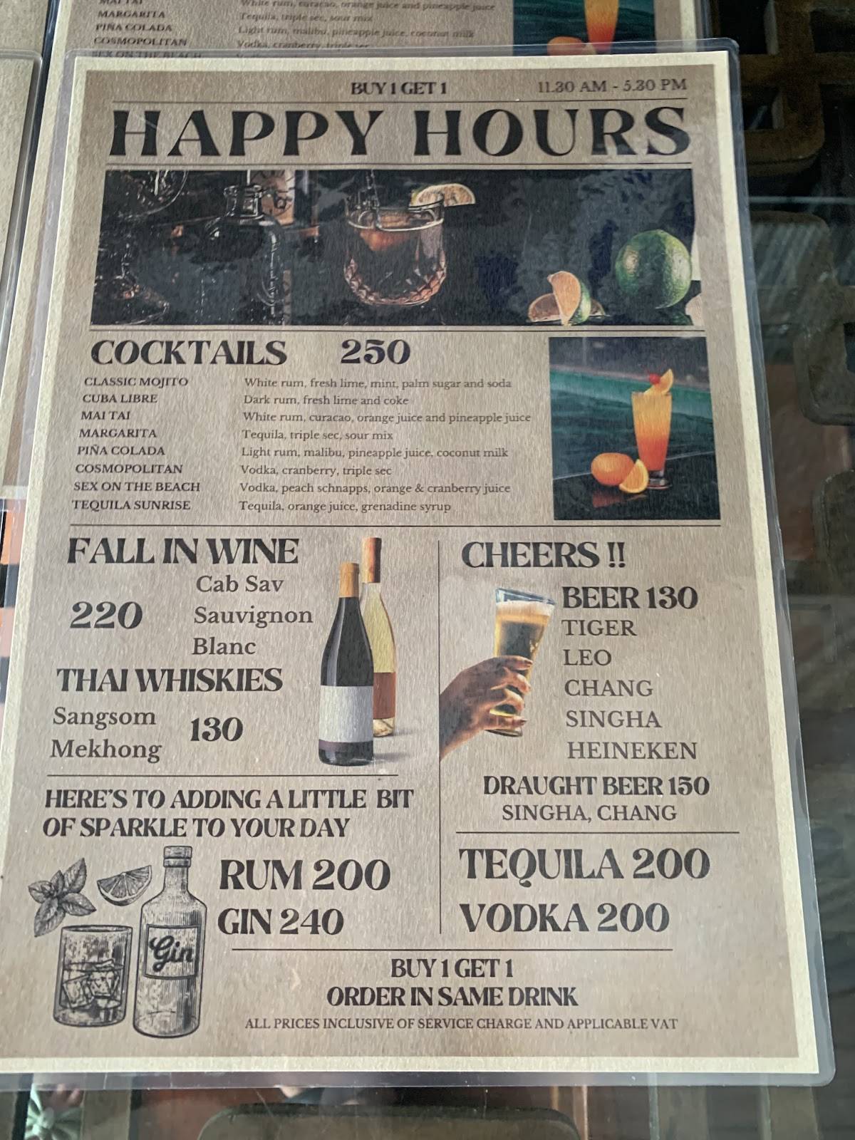 Menu at Nomad Rooftop Lounge And Bar, Bangkok, 8th Floor