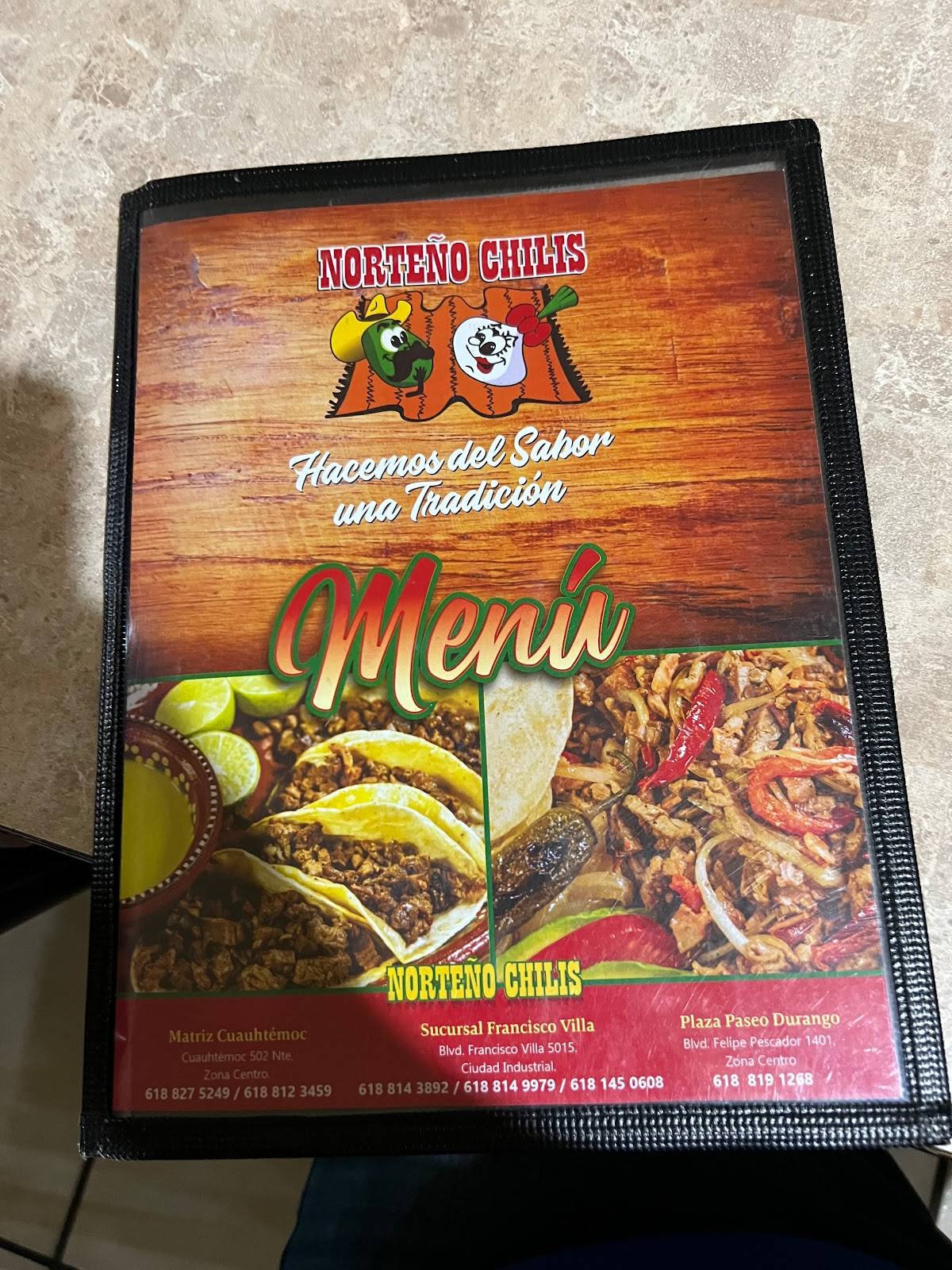 Carta del restaurante Norteño Chili's Fco Villa Rinconada Sol, Durango ...