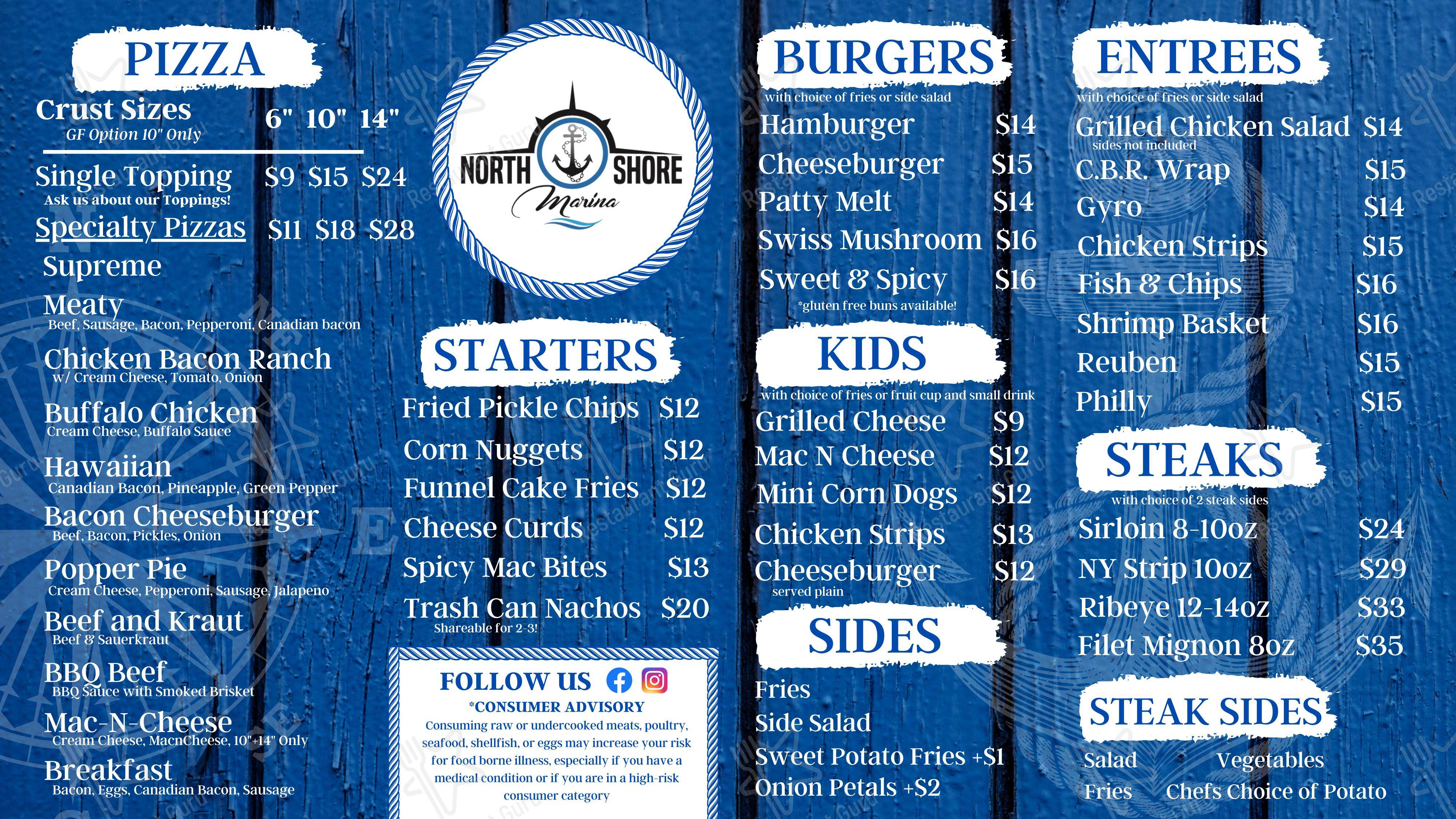 Menu at North Shore Marina & Restaurant, Republican City
