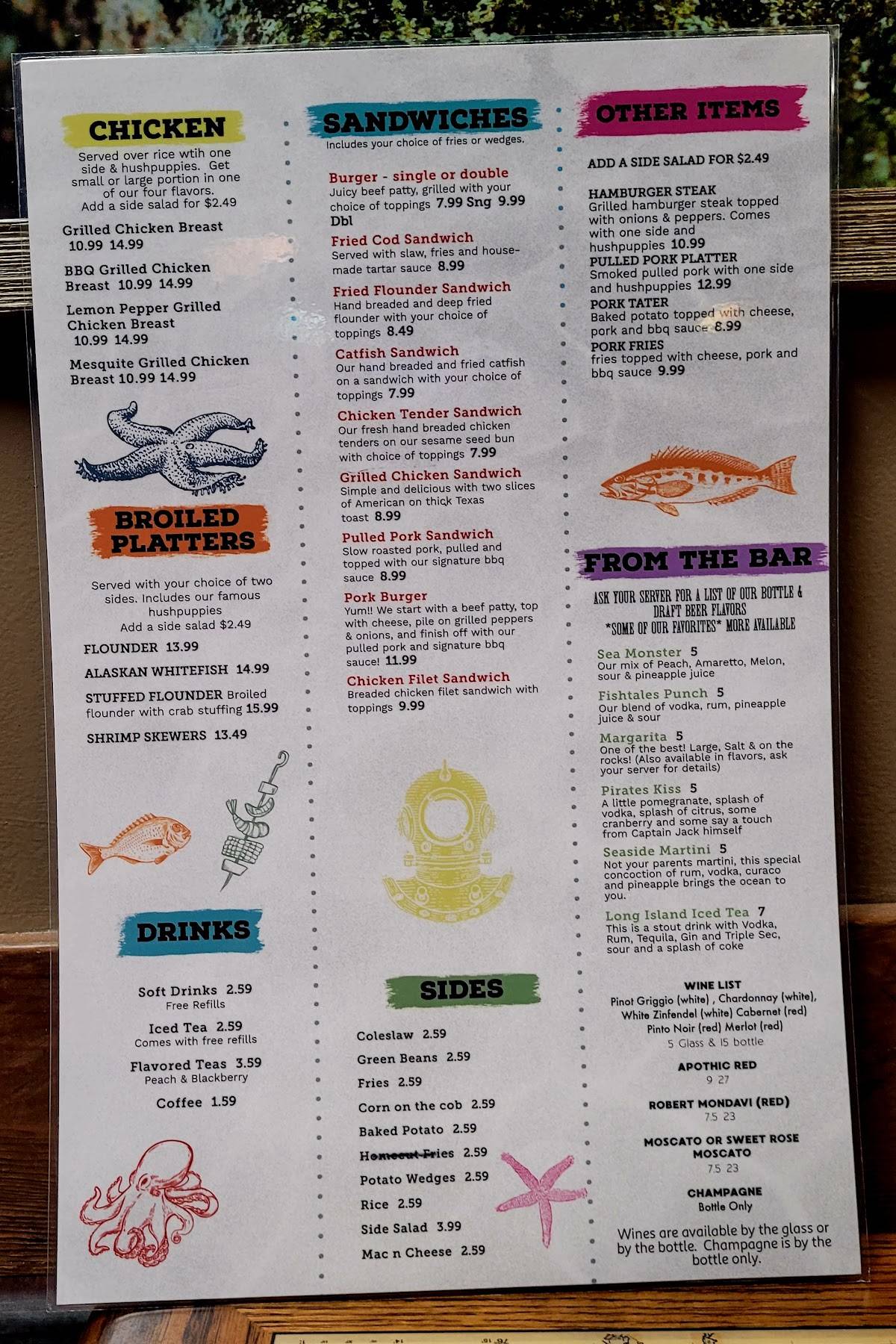 Menu at Fishtales restaurant, Norton