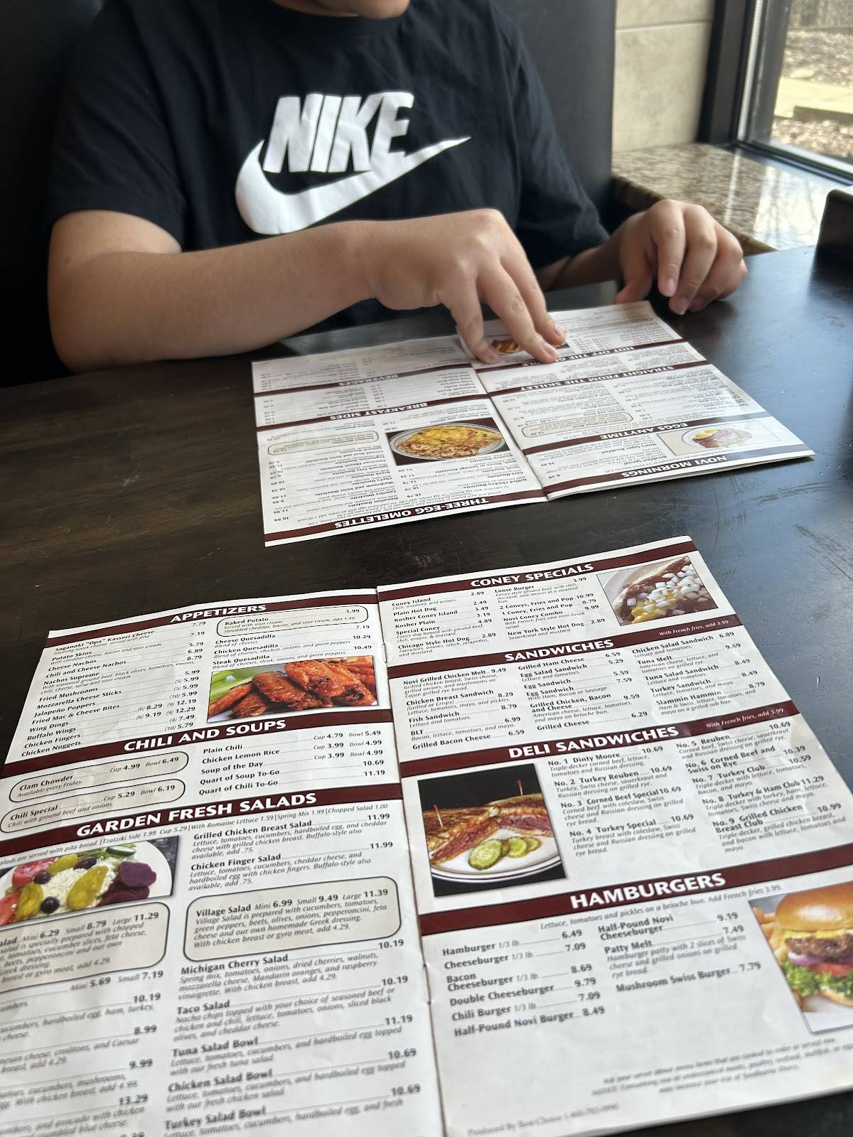 Menu at Novi Coney Island restaurant, Novi