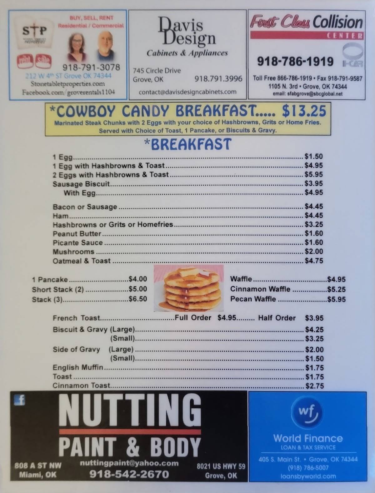 Menu at Nu Taste restaurant, Grove