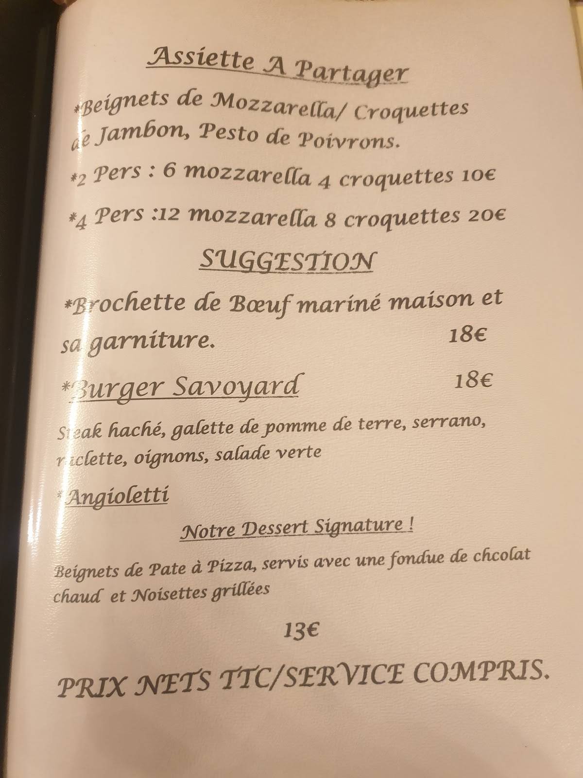 Menu au O Resto restaurant, Valras-Plage
