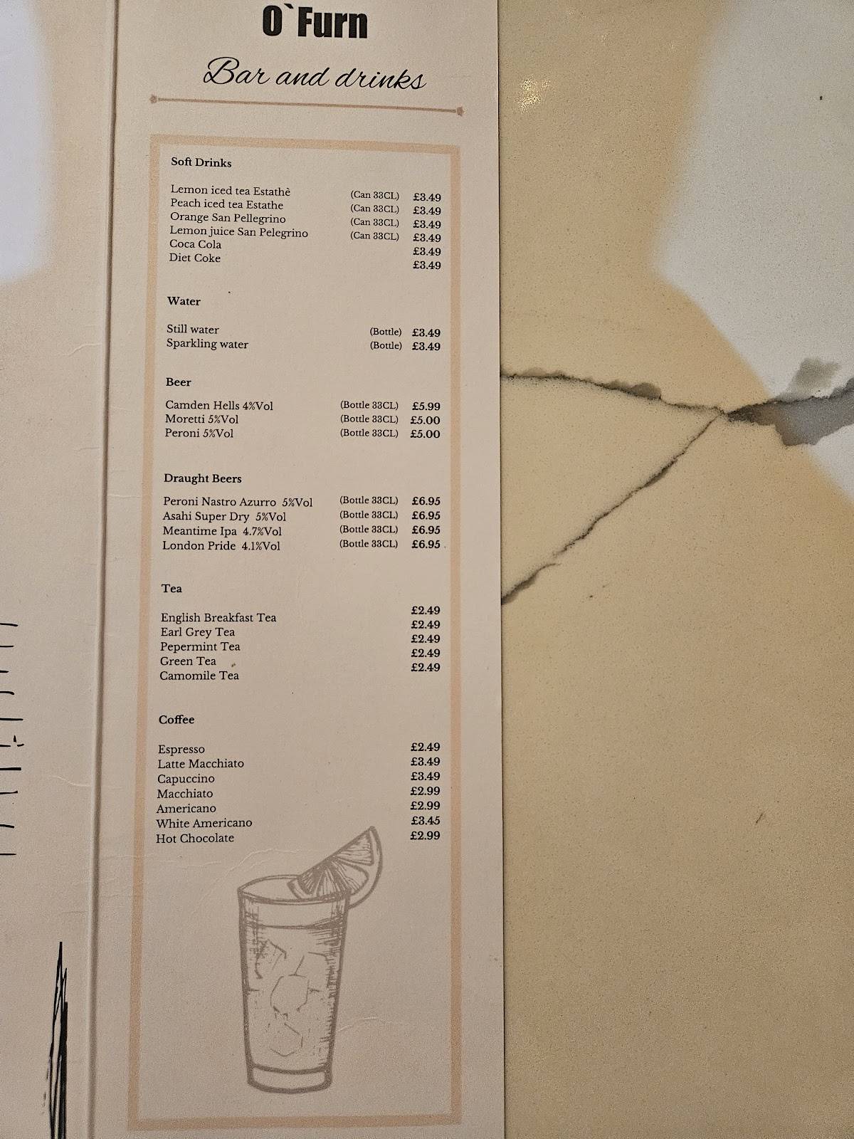 Menu at O'Furn Pizzeria, London