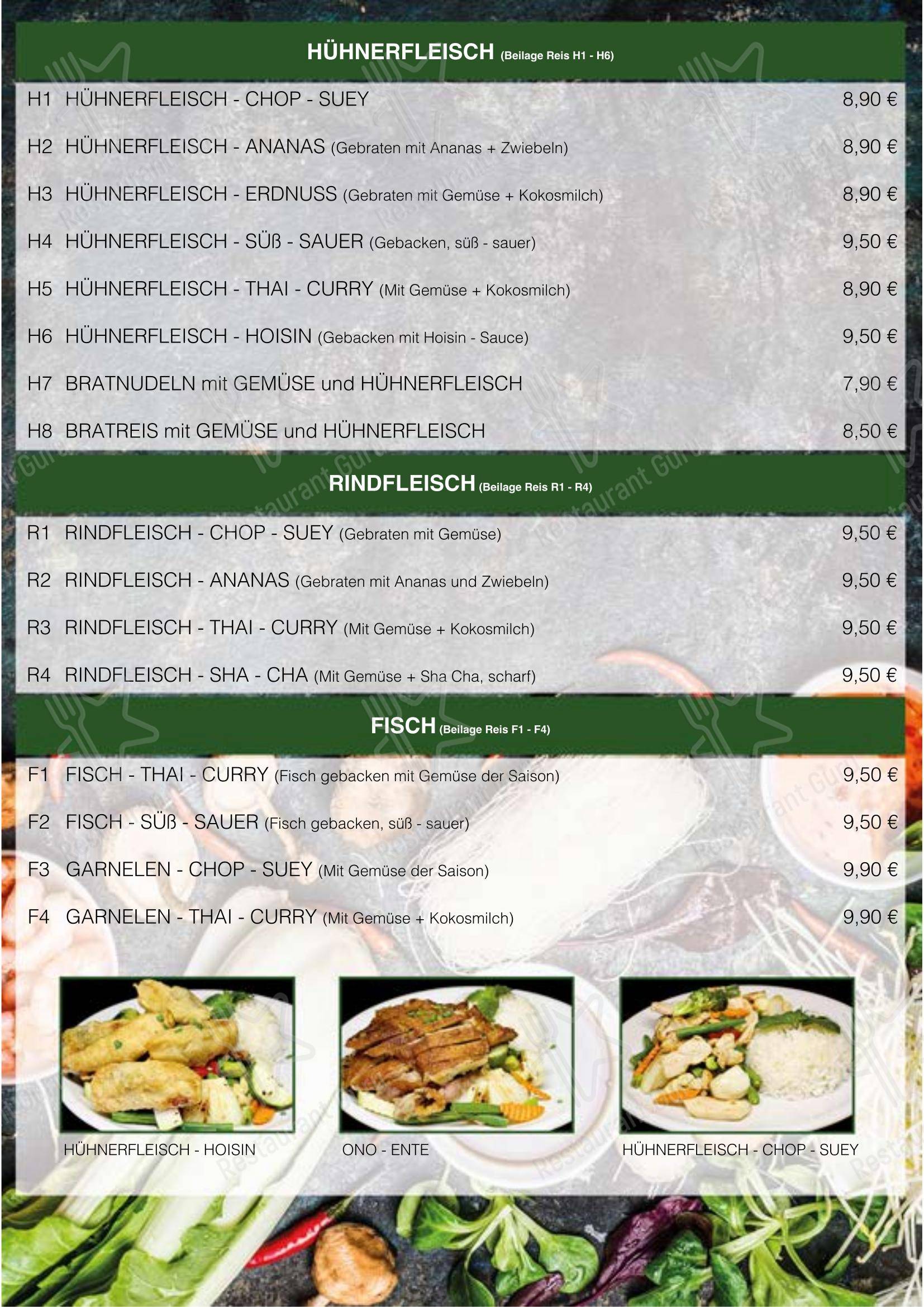 Speisekarte von ONO - Fresh Asian Food fast Food, Nürnberg