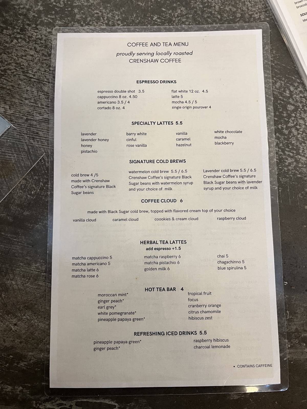 Menu at ORA cafe, Los Angeles, Degnan Blvd