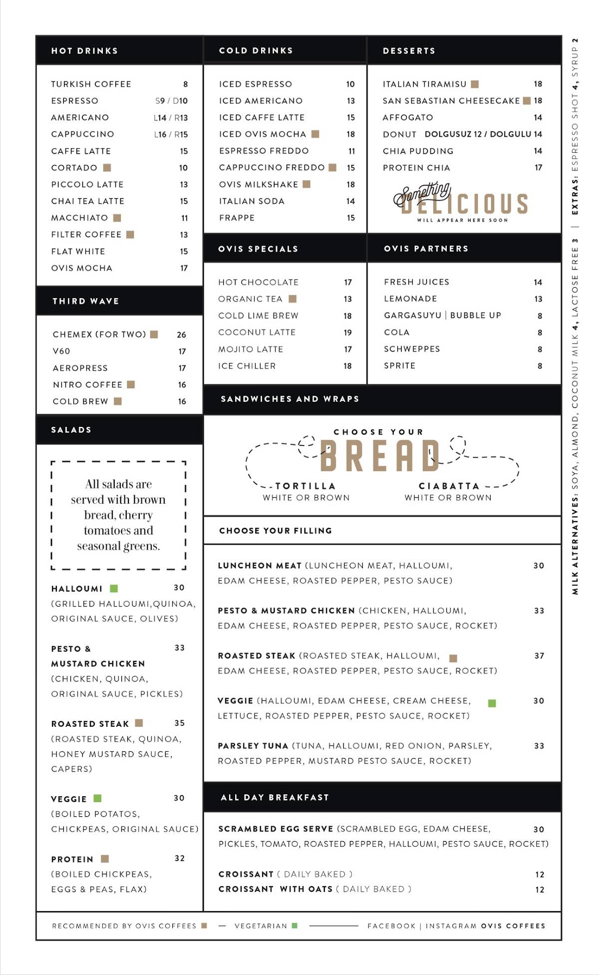 Menu at OVIS COFFEES, Nicosia, Venedik Sütunu