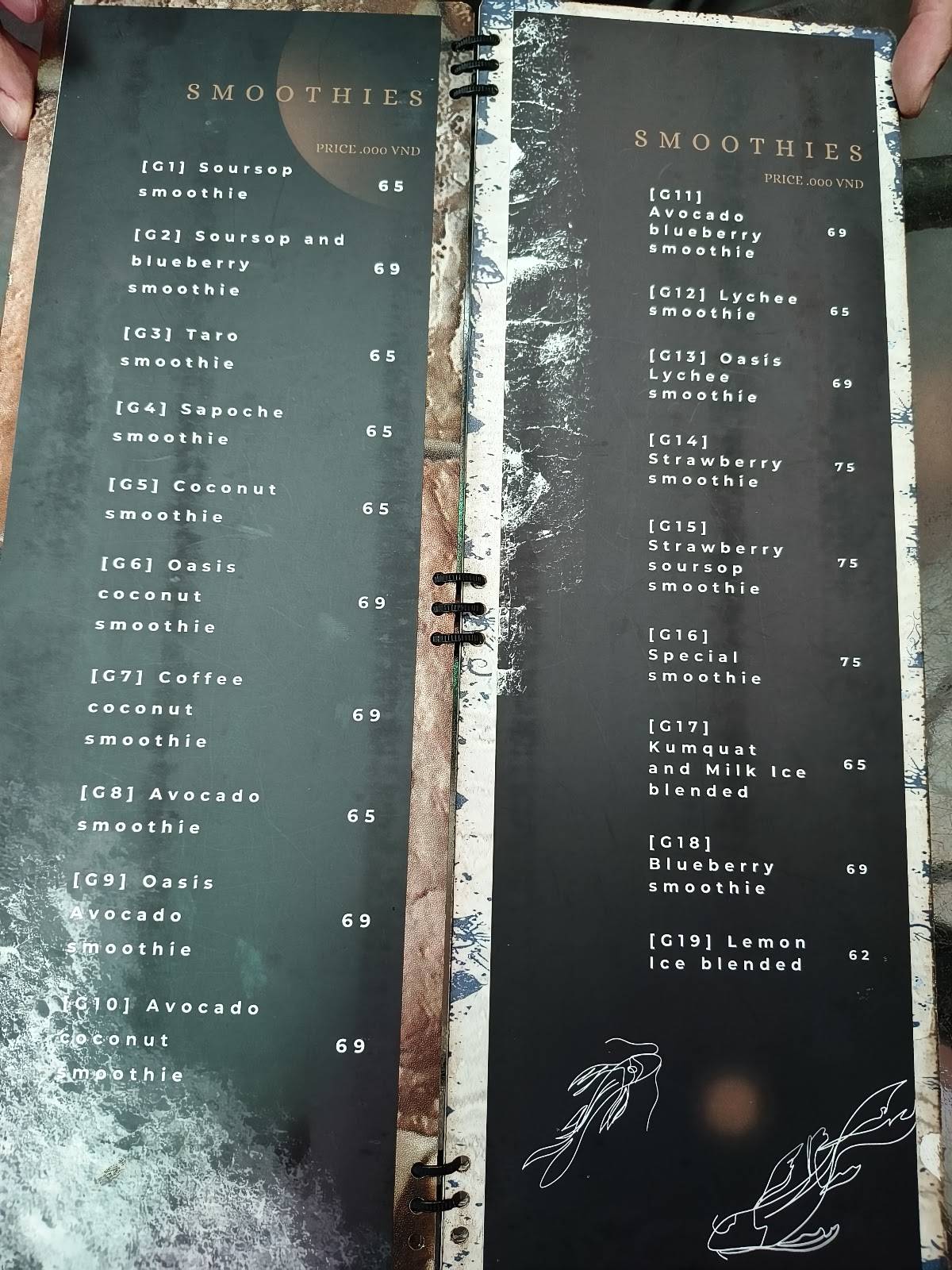 Menu at Oasis Cafe, Ho Chi Minh City, 176/1b Đ. Lê Văn Sỹ