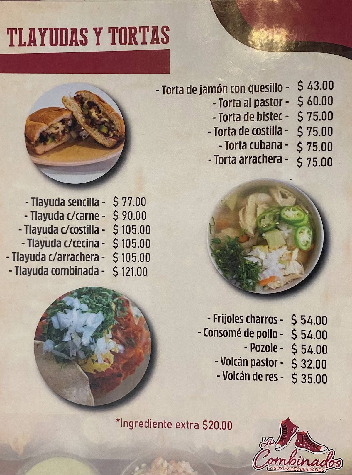 Carta del restaurante Taquería Los Combinados, Oaxaca, Emilio Carranza 606