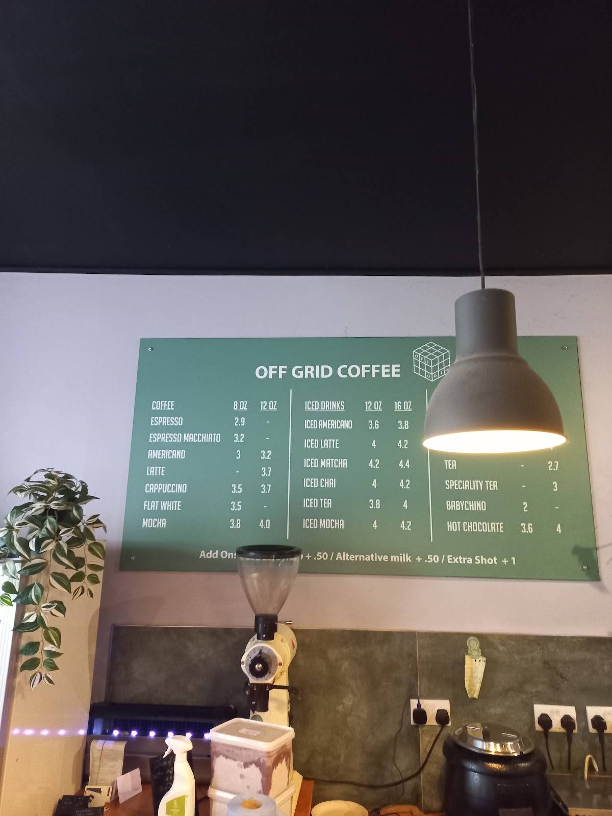 Menu at Off Grid Coffee cafe, Ireland, 1a St Lawrence Rd