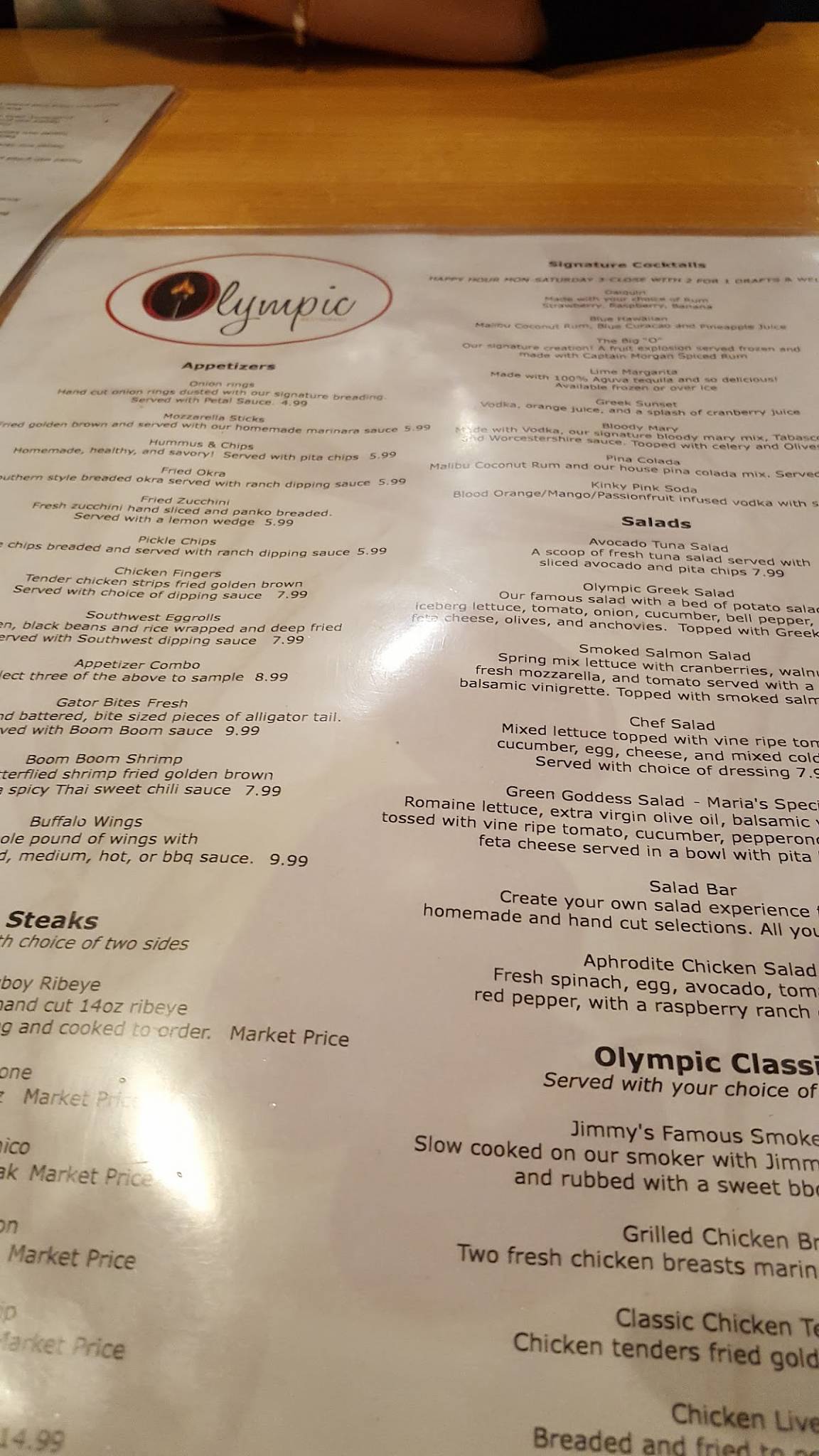 Menu at Olympic Restaurant, Avon Park