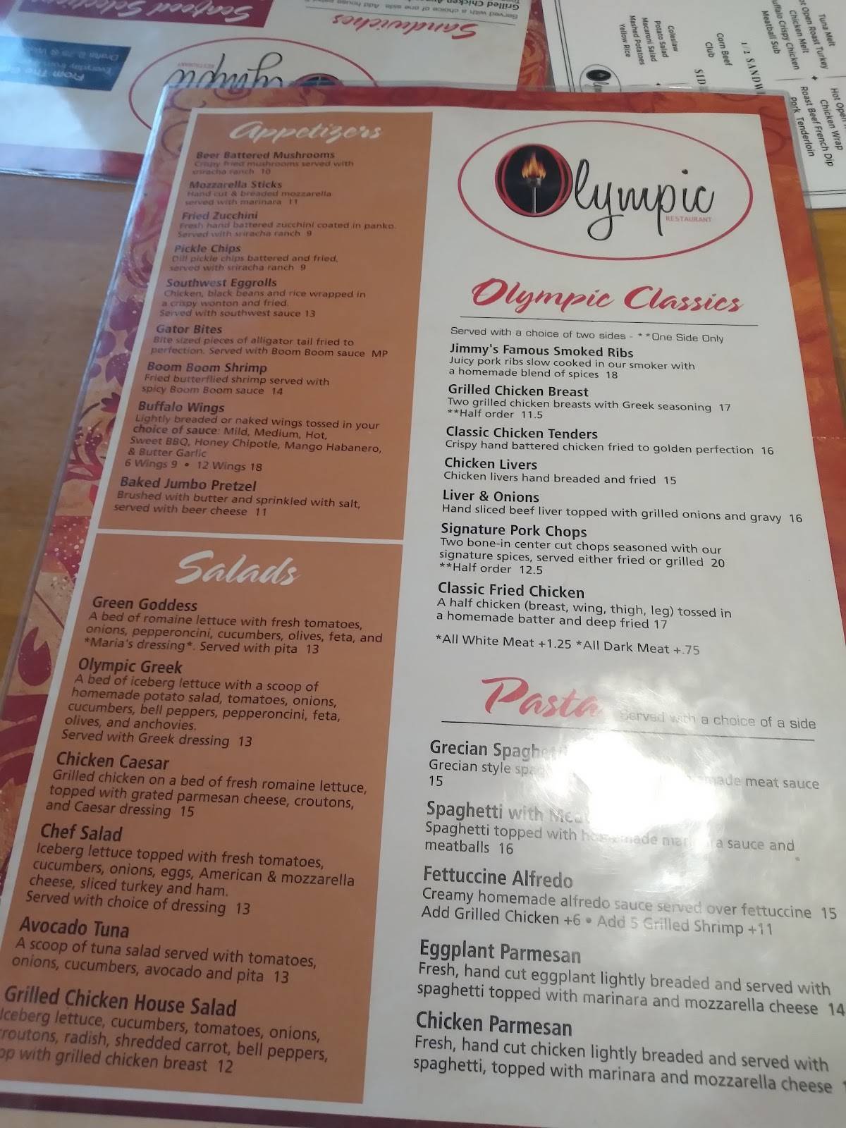 Menu at Olympic Restaurant, Avon Park