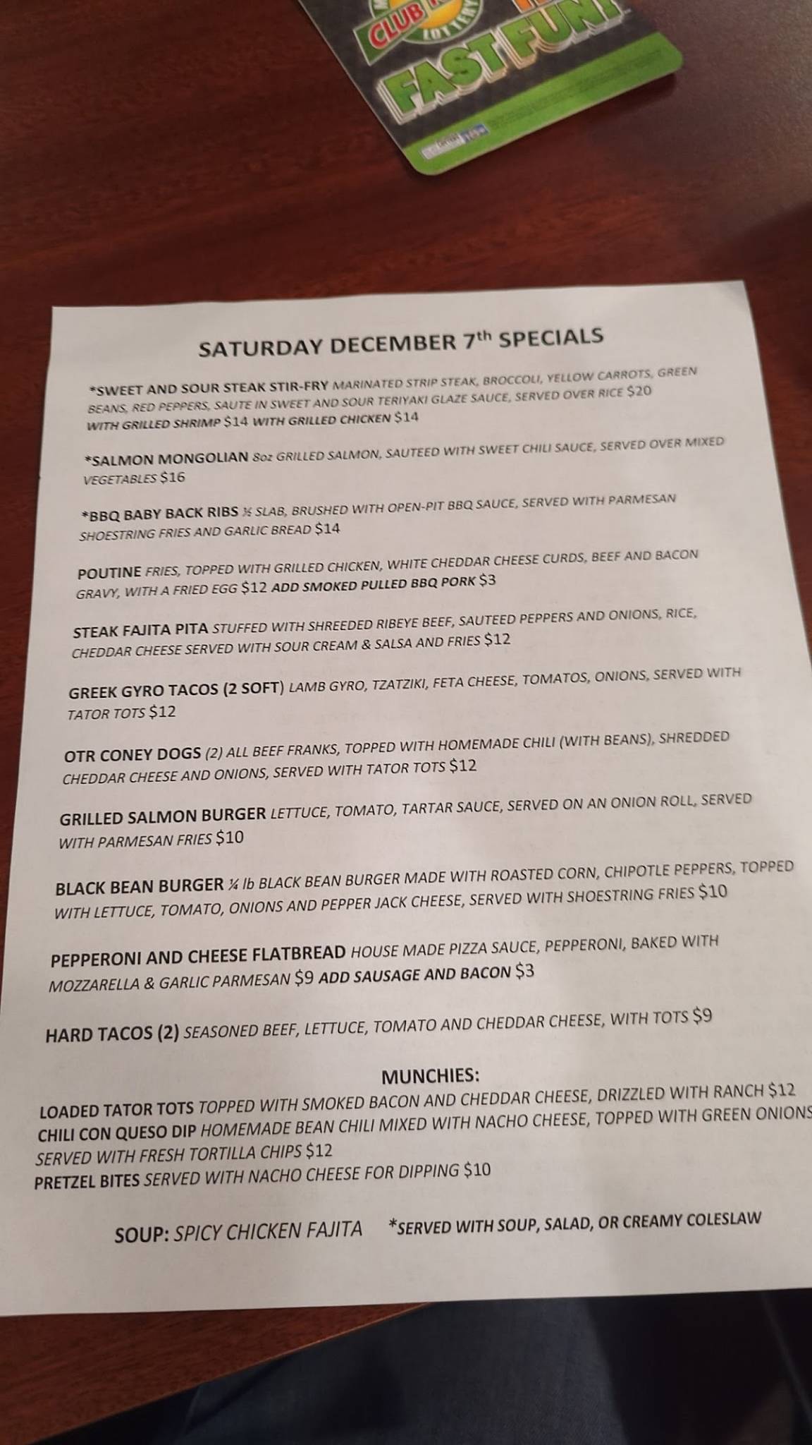 Menu at On the Rocks Bar & Grill, Madison Heights