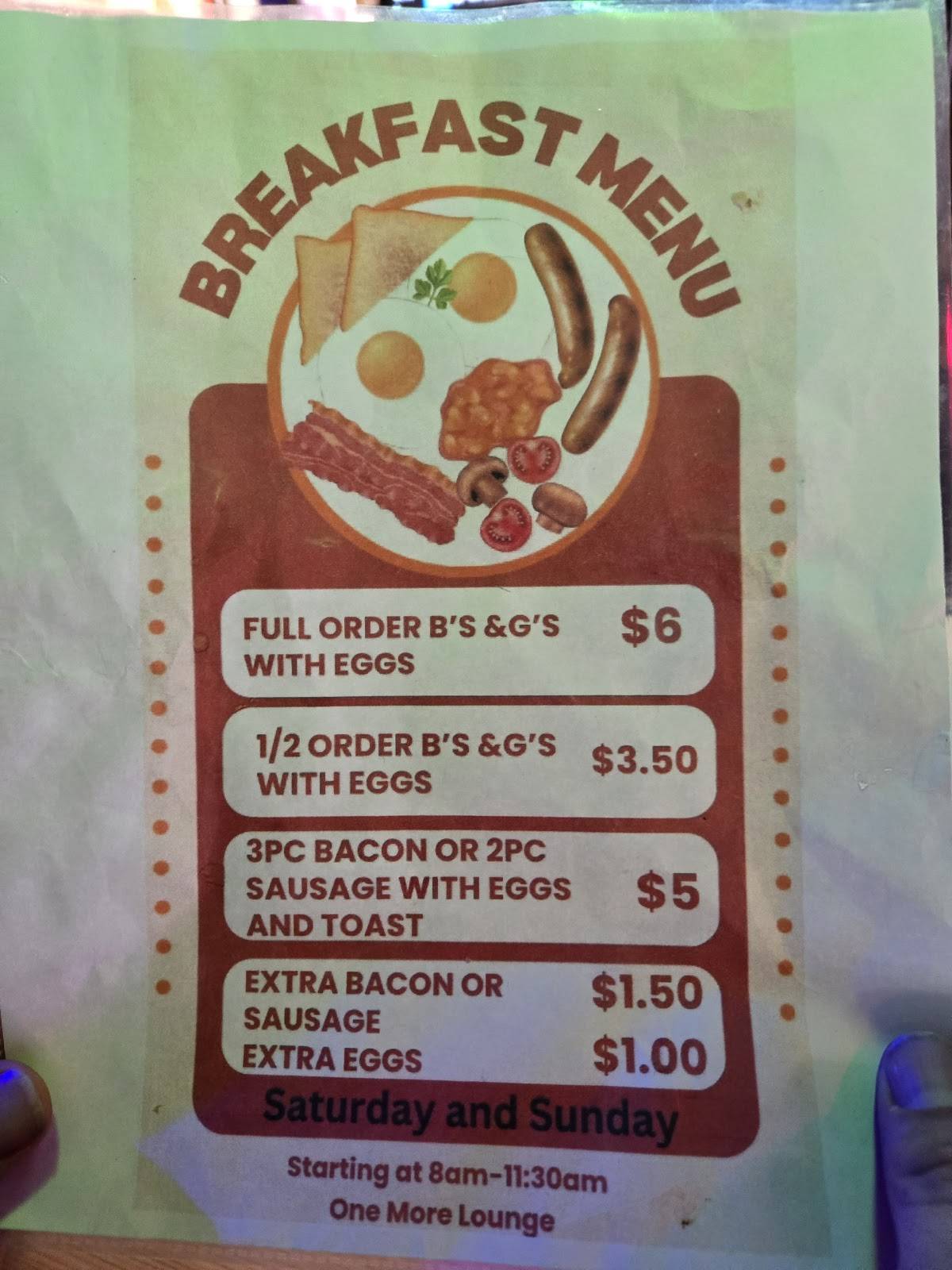 Menu at One More Lounge pub & bar, Indianapolis