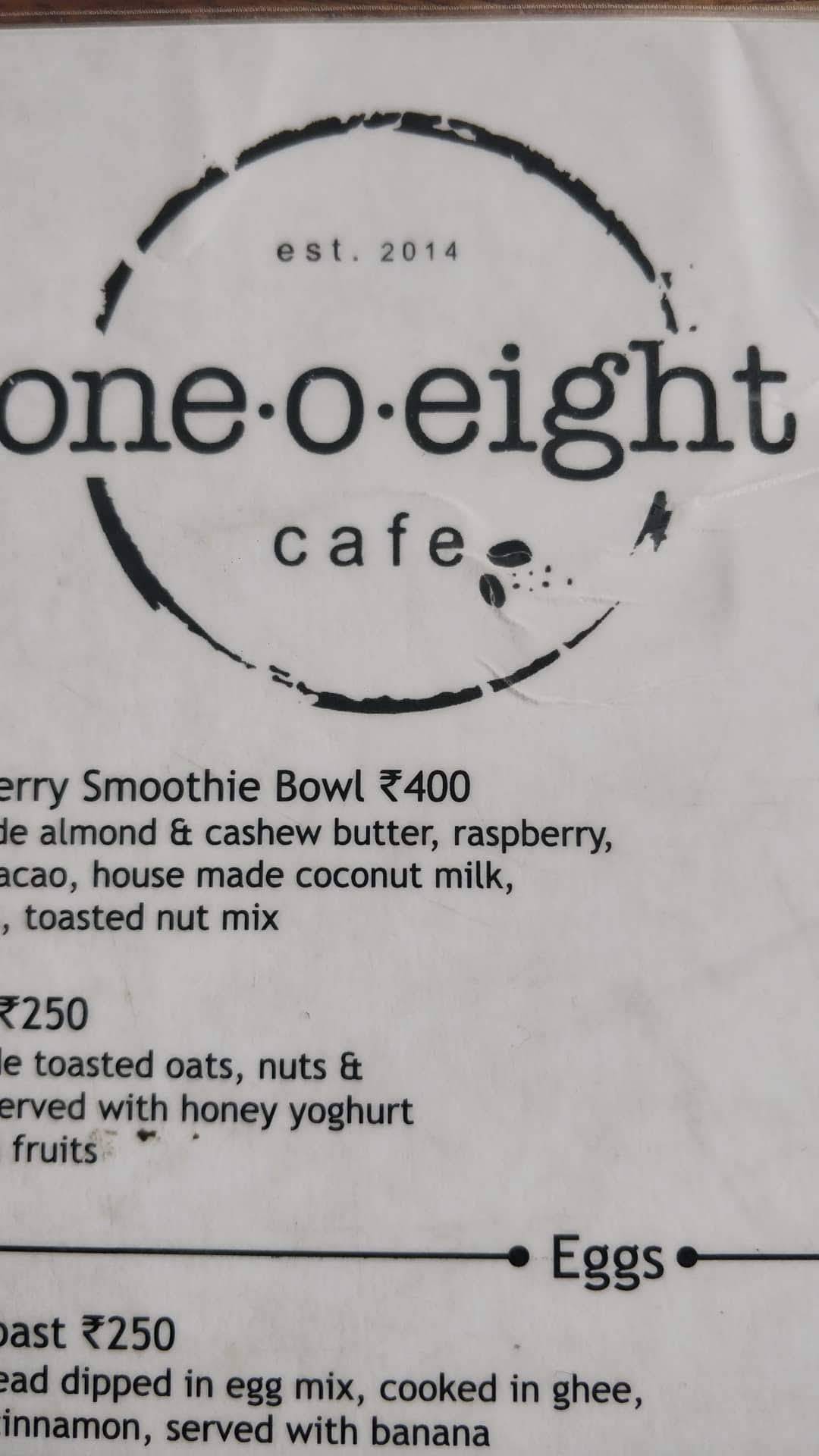 Menu at One O Eight Lifestyle Cafe, Pune, Pingale Farms
