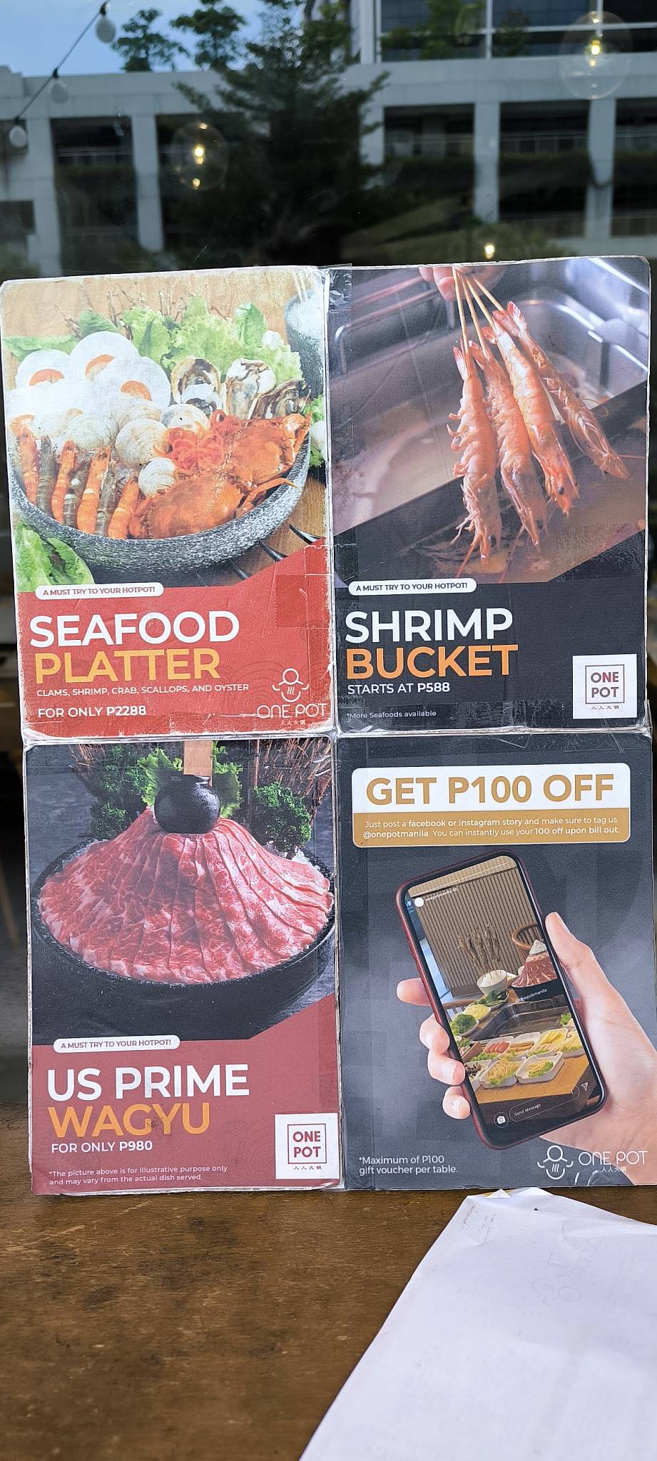 Menu at One Pot restaurant, Pasay