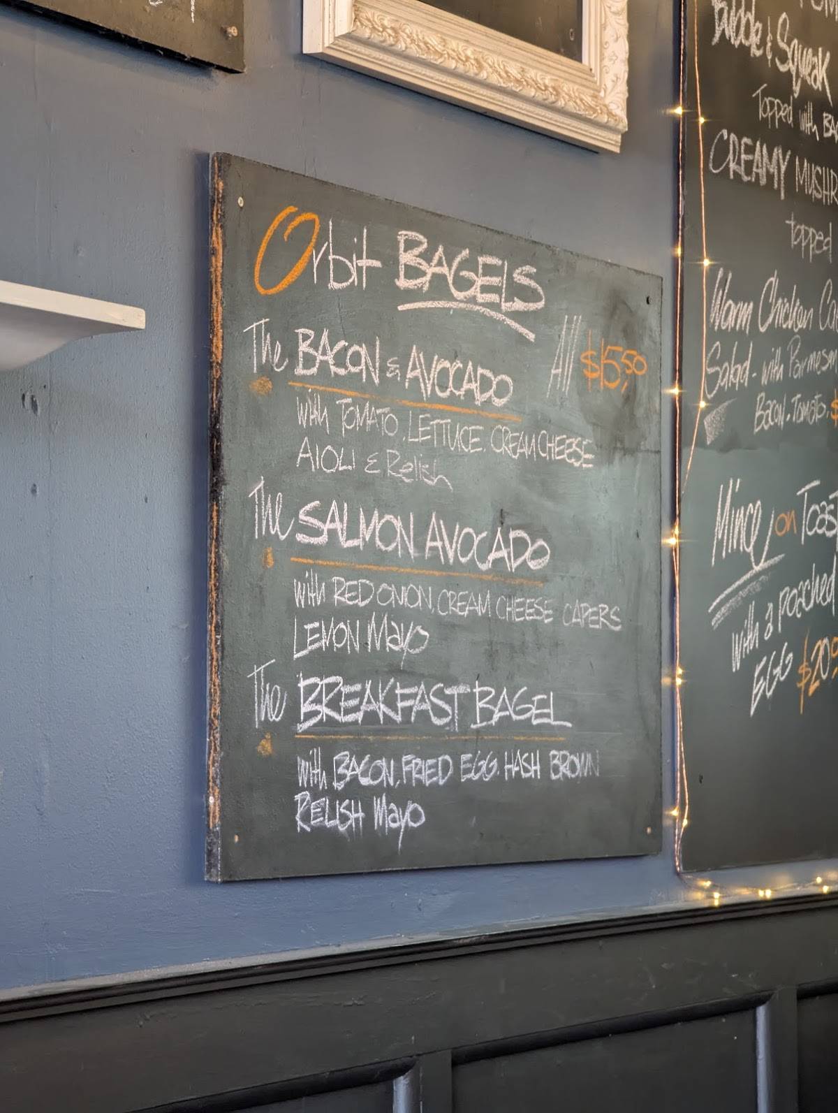 Menu at Orbit Cafe, Napier, 36 Gloucester St